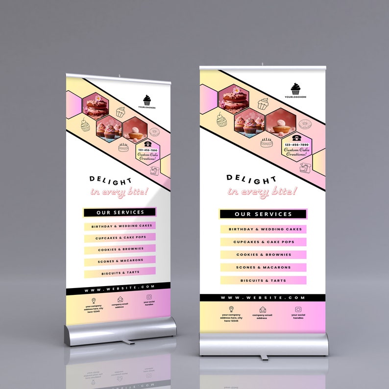 Retractable Banner Bakery, Bakery Banner, Bakery Template, Roll up ...