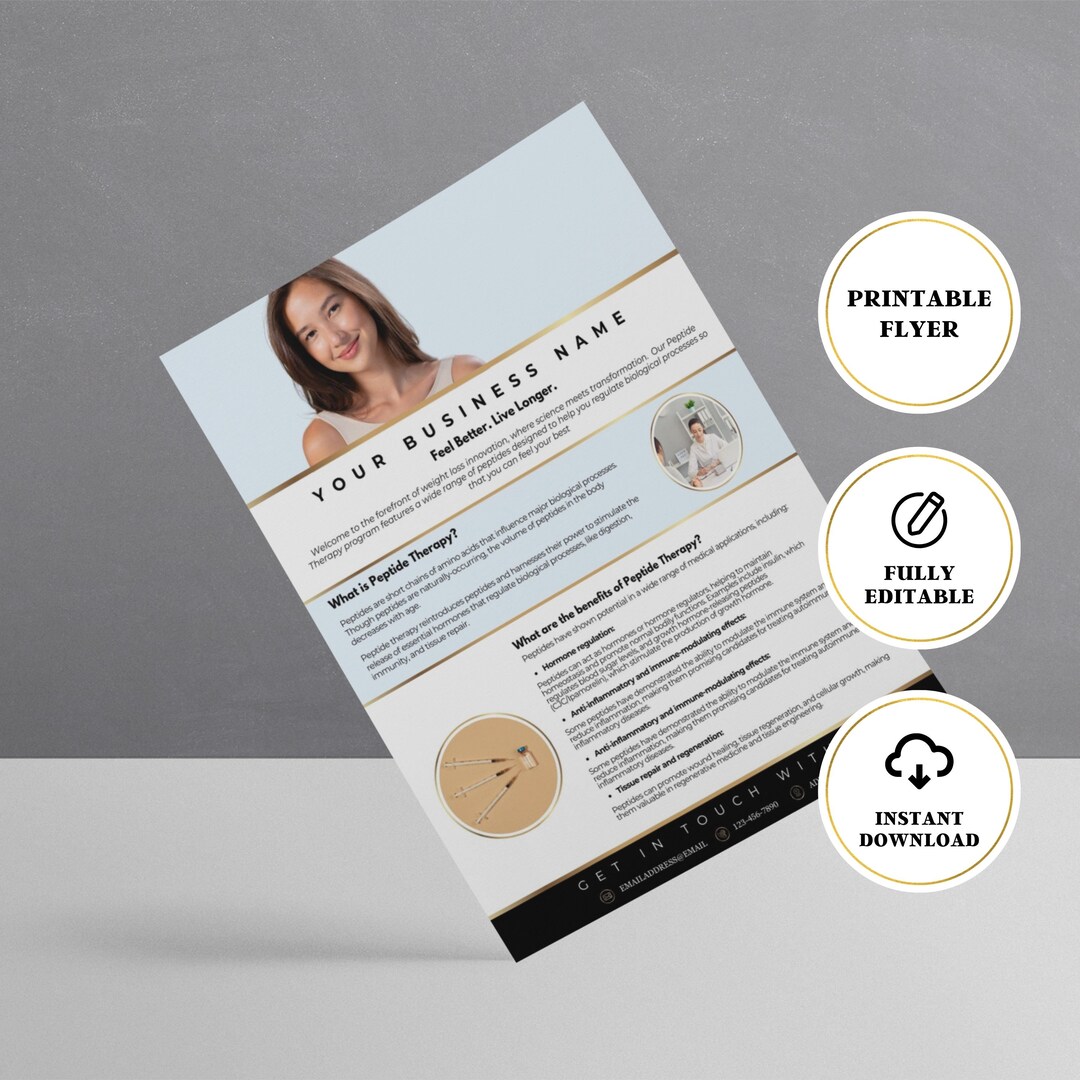 Peptide Therapy Printable Flyer, Medspa Flyer, Medical Spa Flyer, Fully ...