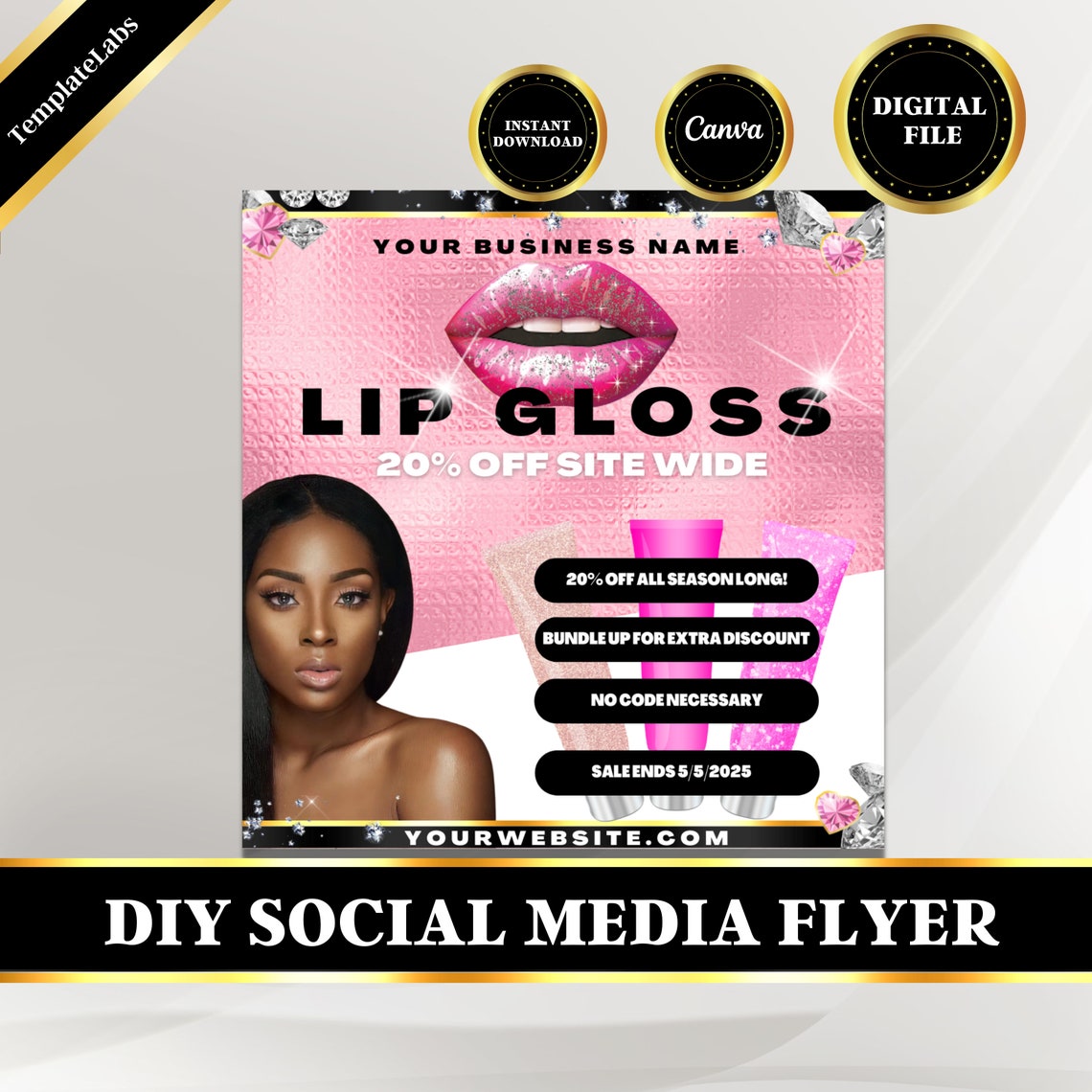 Lip Gloss Flyer Lip Gloss Template Lip Gloss Business E - Etsy
