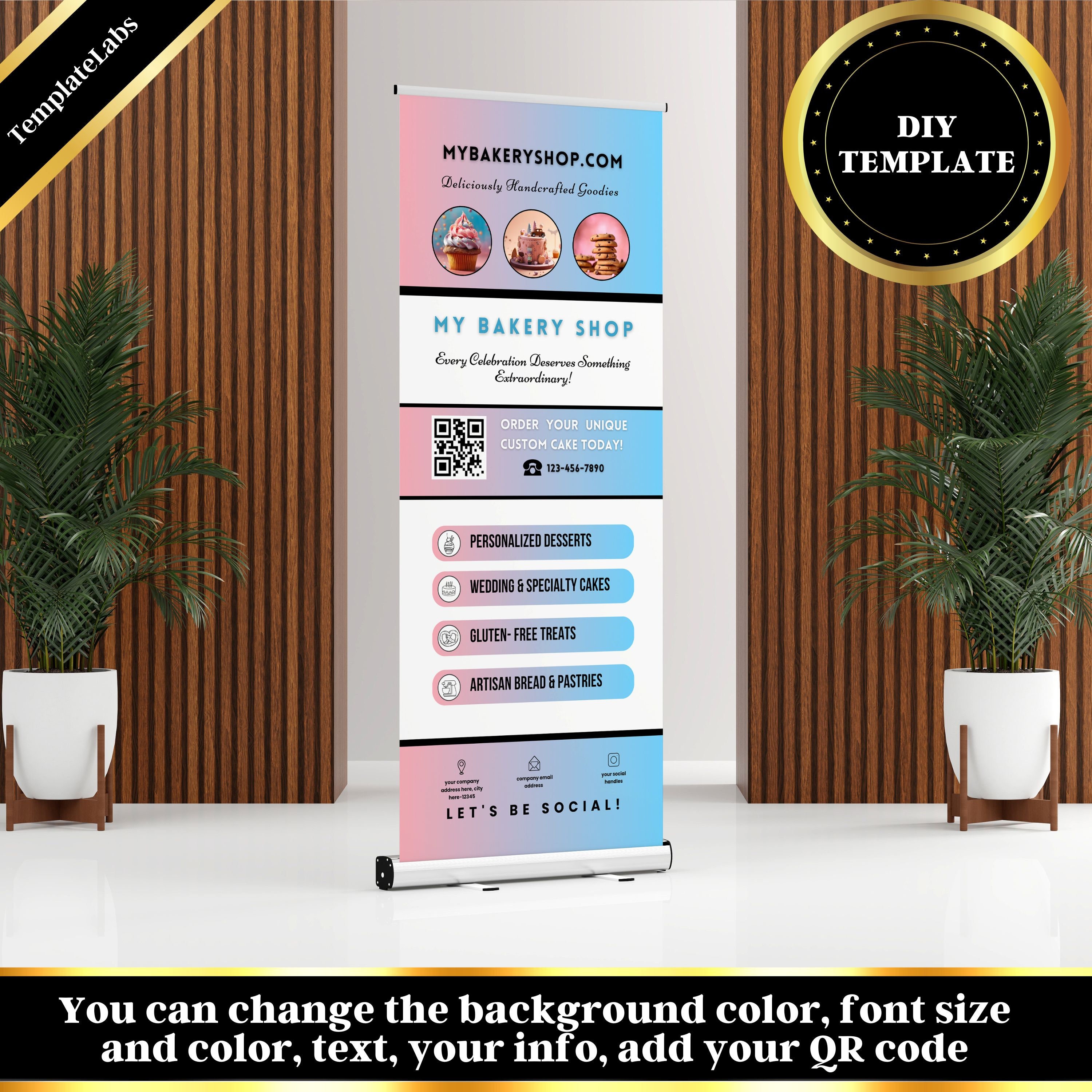 Retractable Banner Bakery, Bakery Banner, Bakery Template, Roll up ...