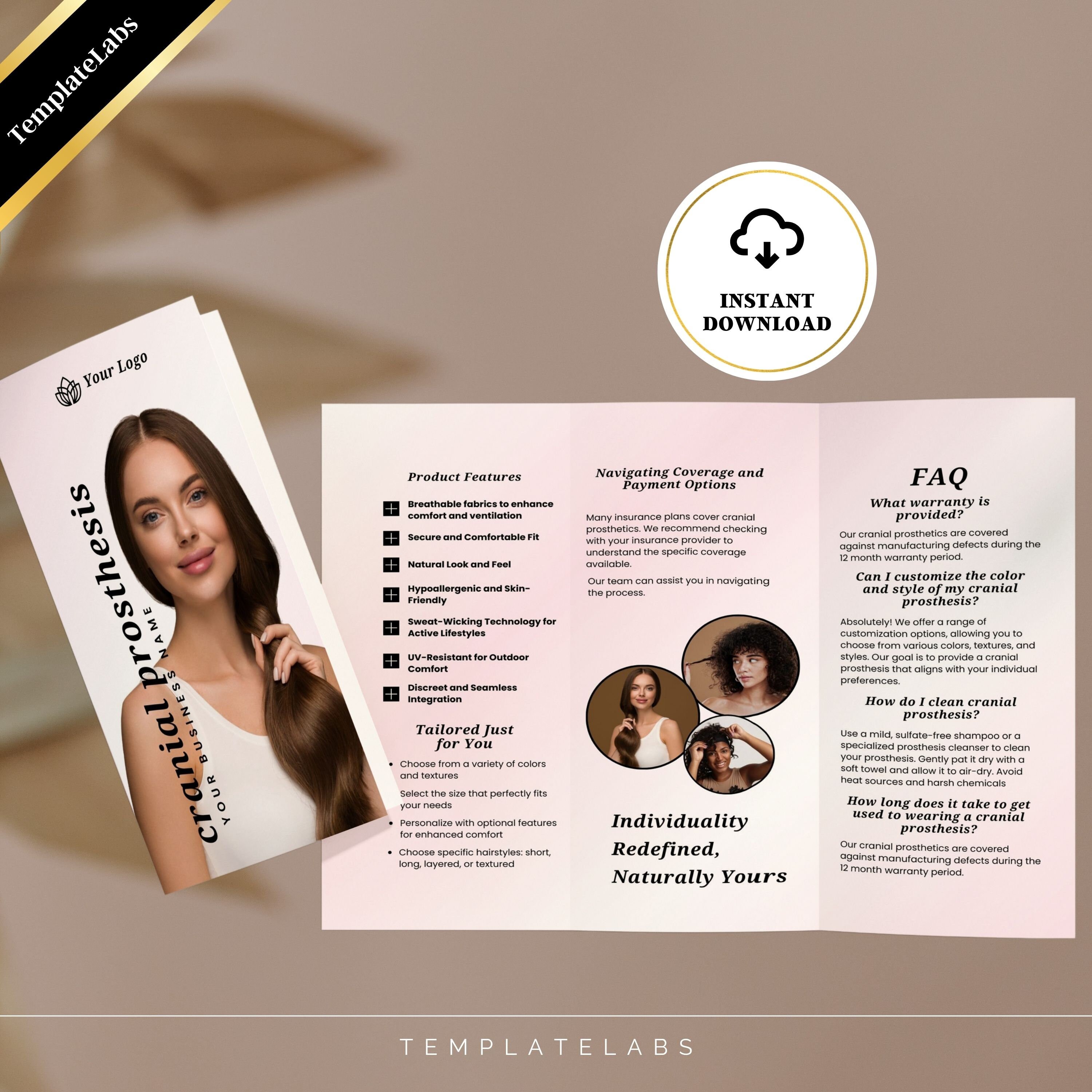Cranial Prosthesis, Medical Wig, Hair System, Trifold Brochure Template ...