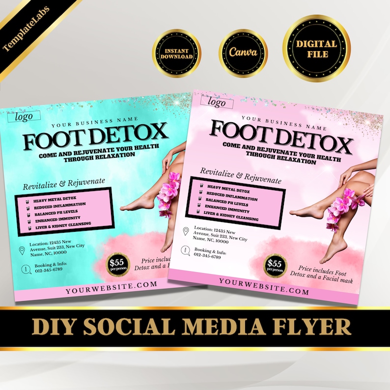 Ionic Foot Detox, Foot Detox Flyer, Ionic Foot Bath, Social Media Flyer ...