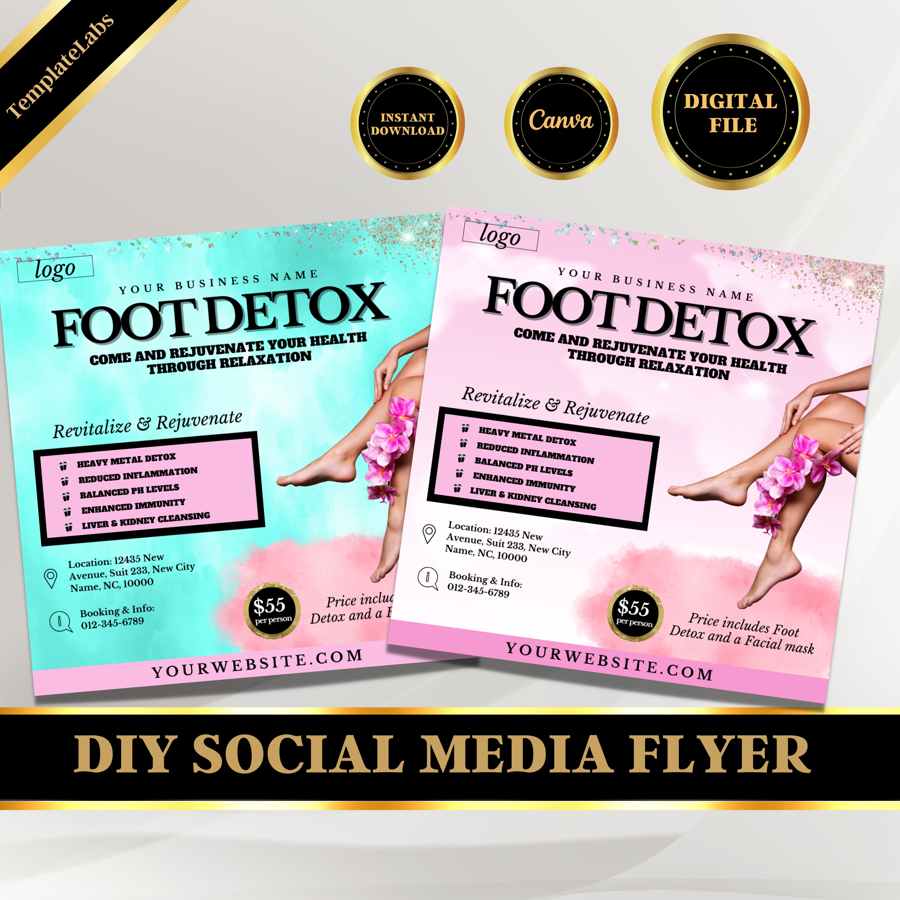 Ionic Foot Detox, Foot Detox Flyer, Ionic Foot Bath, Social Media Flyer ...