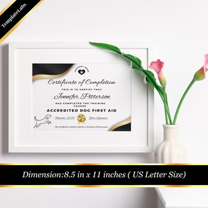 Dog First Aid Printable Certificate, Puppy First Aid, Certificate of ...