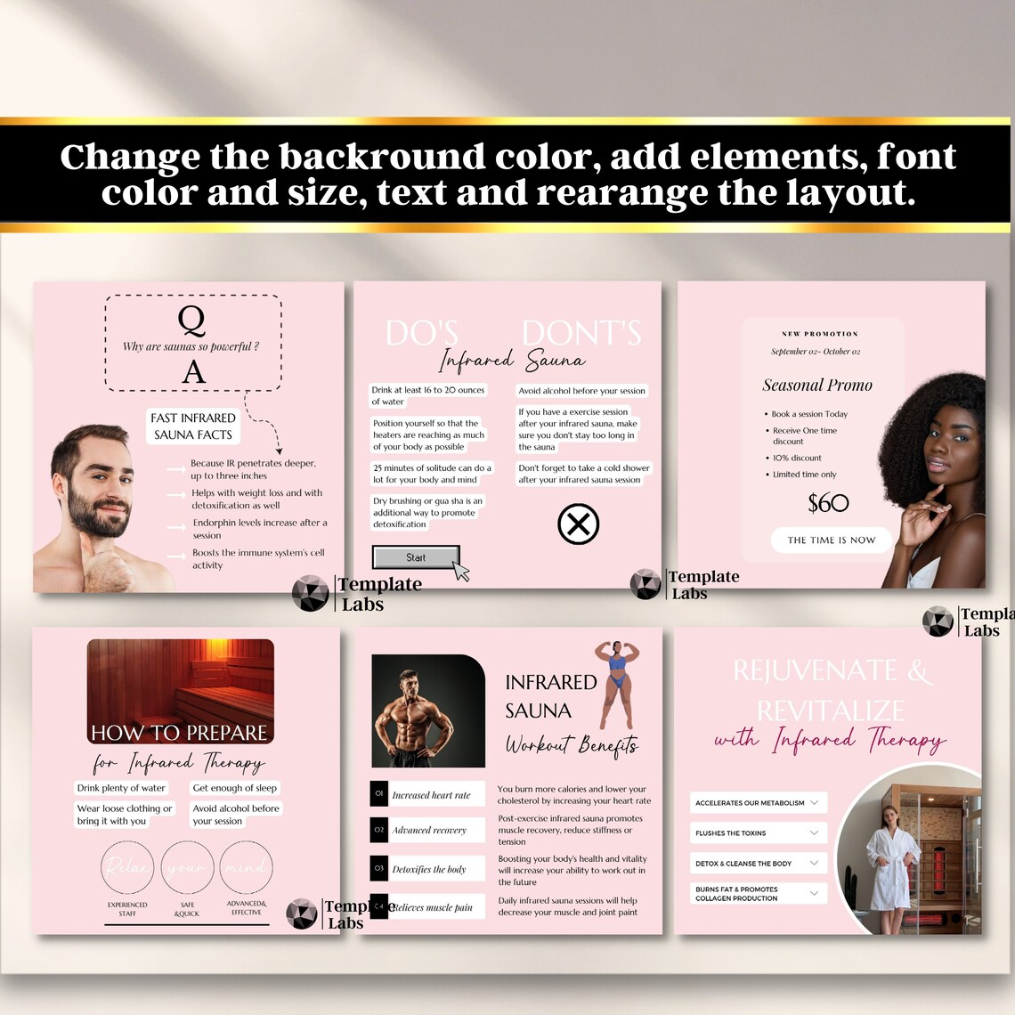 Infrared Sauna Instagram Post Template Canva Medspa Flyer - Etsy