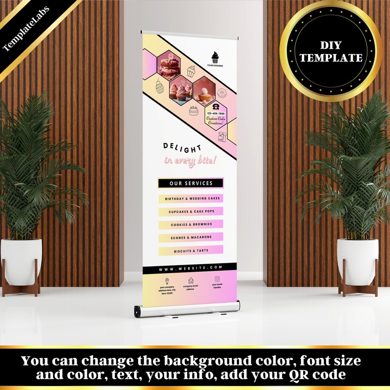 Retractable Banner Bakery, Bakery Banner, Bakery Template, Roll up ...