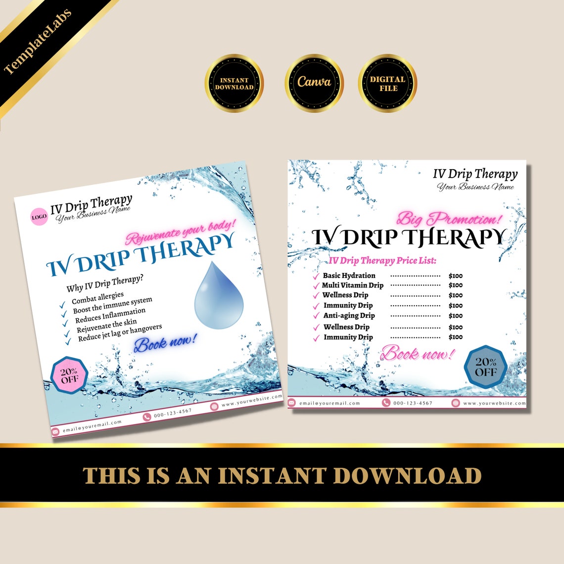 IV Drip Business, IV Therapy Template, Social Media Flyer, IV Hydration ...