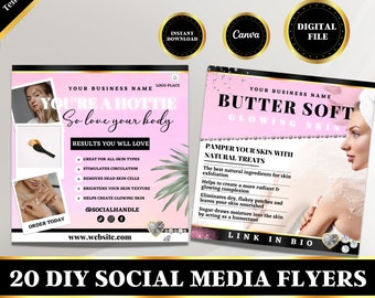 10 Pink Silver Glitter Social Media Flyer Bundle Canva Social - Etsy