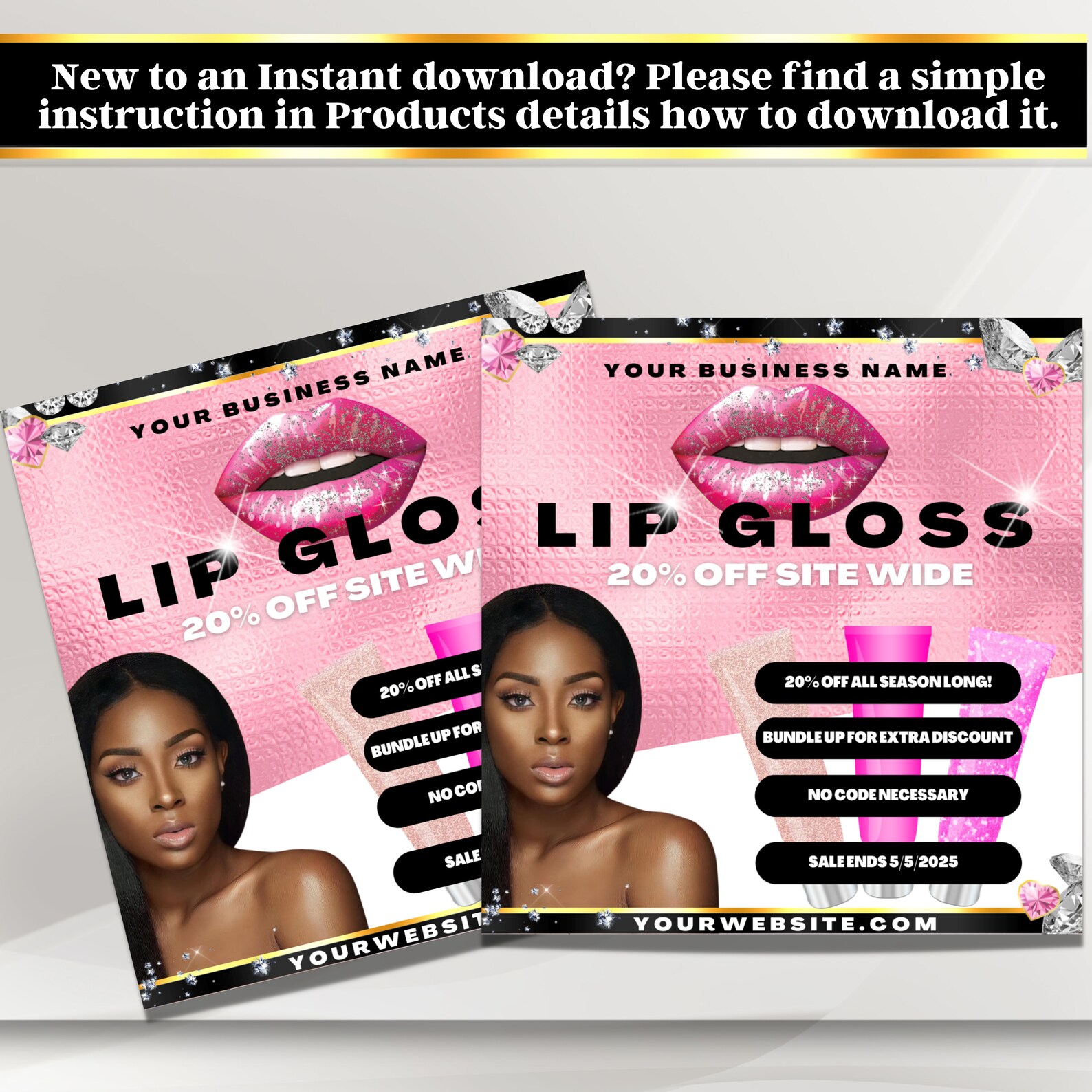 Lip Gloss Flyer, Lip Gloss Template, Lip Gloss Business, E Flyer, Social Media Flyer, Instagram ...