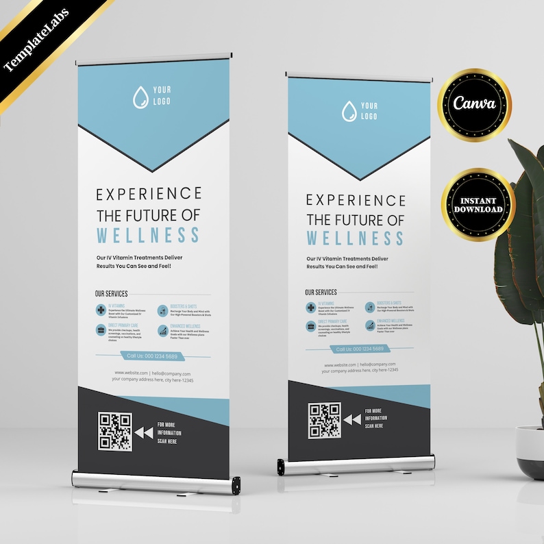 IV Hydration Retractable Banner, Roll up Banner Template, Event Banner ...