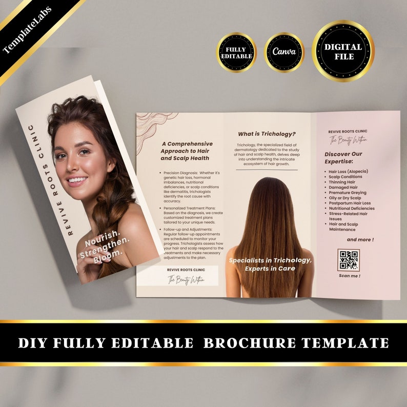 Trichology Brochure, Hair Loss Template, Scalp Treatment, Tri Fold ...