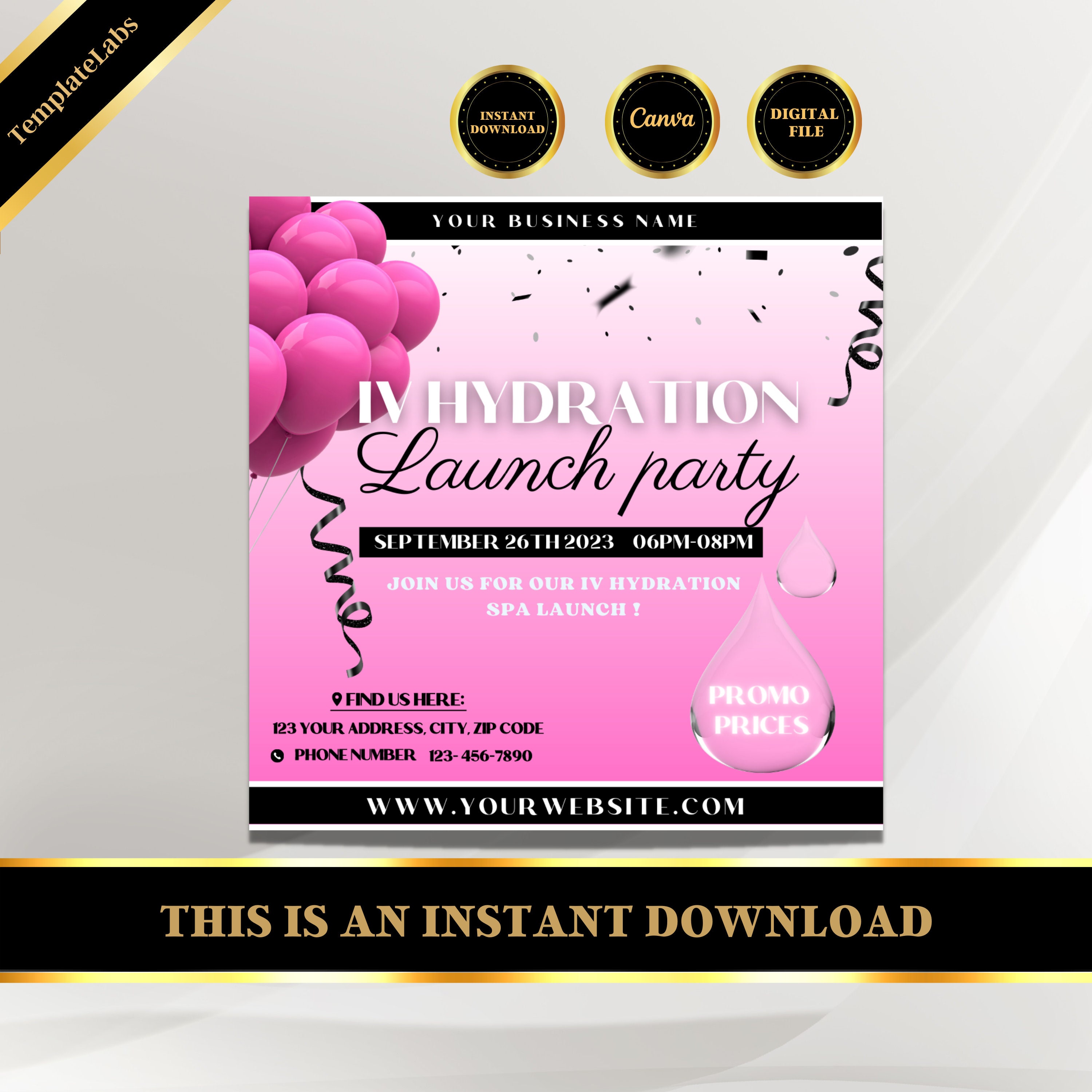 IV Hydration Social Media Template Grand Opening Flyer - Etsy
