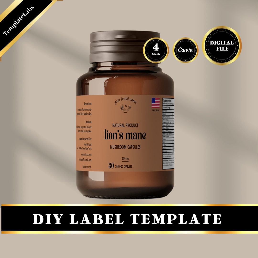 Supplement Label Template, Vitamin Label, Medicine Bottle Label, Bottle ...