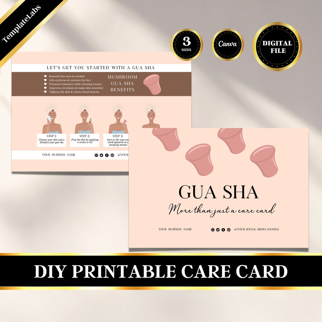 Mushroom Gua Sha, Jade Gua Sha Care Card, Gua Sha Printable ...