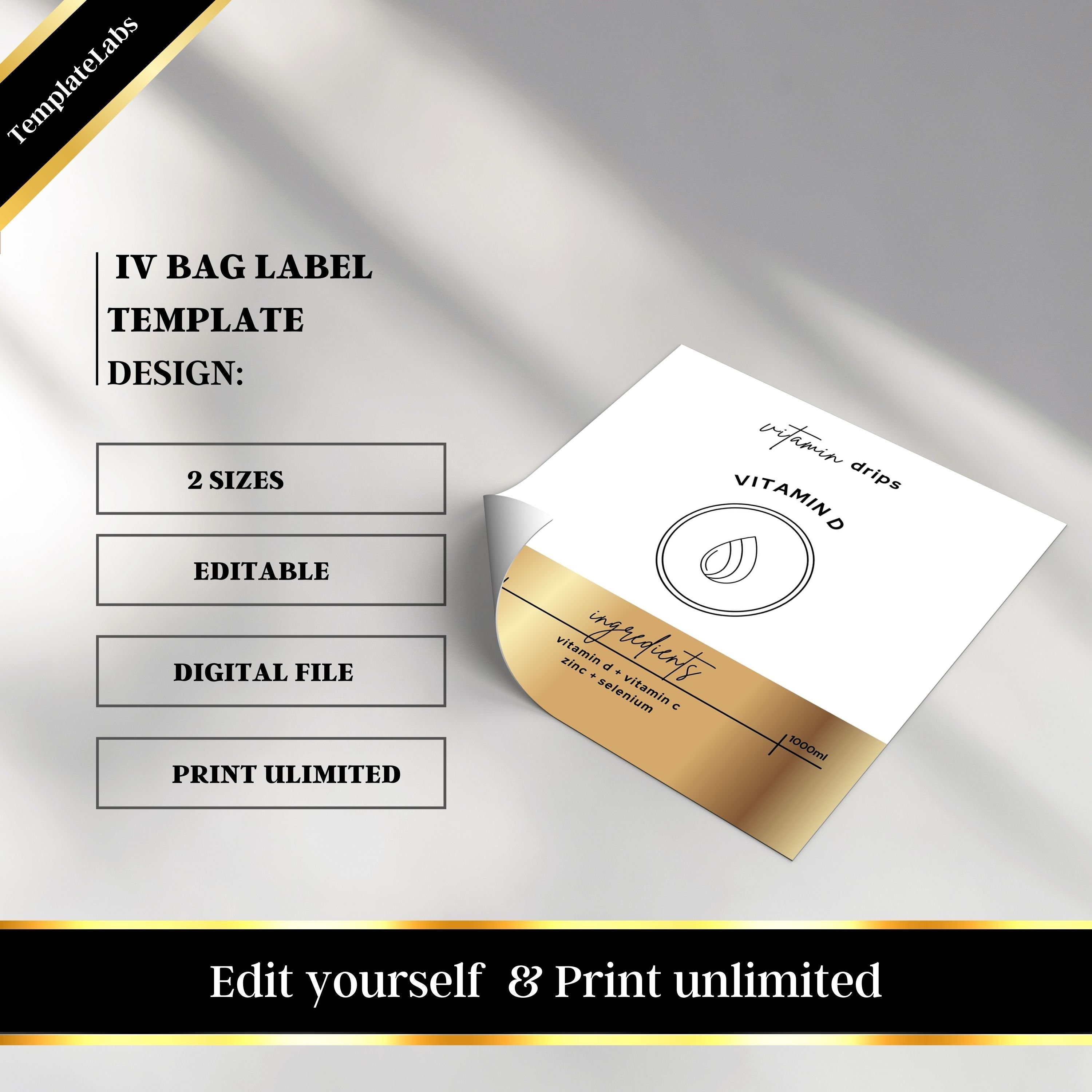 IV Bag Label, Iv Label, IV Hydration Label, Iv Drip Bag Label ...