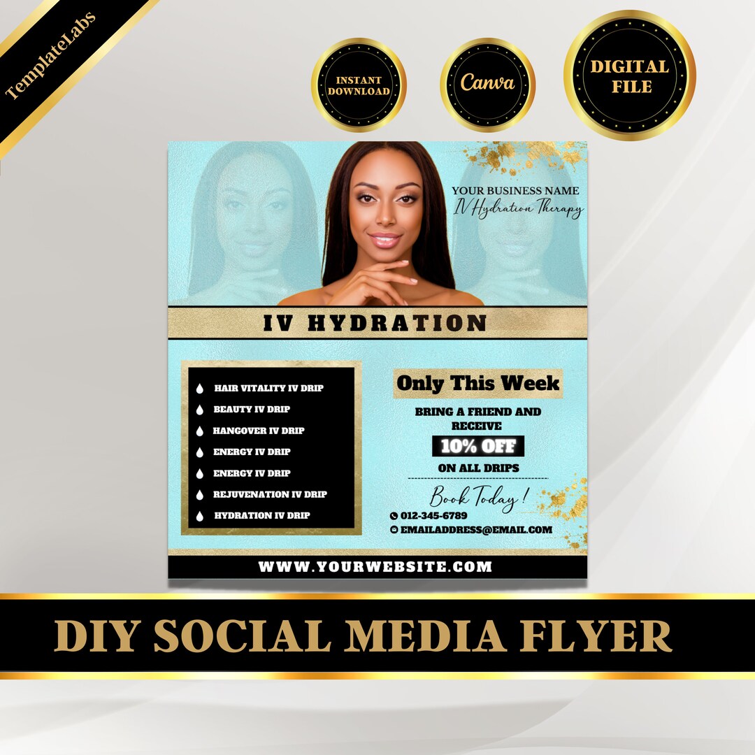 IV Hydration Social Media Template, IV Drip, IV Therapy Flyer, Social ...
