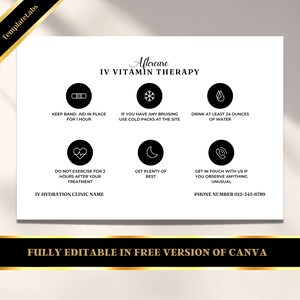 IV Hydration Printable, IV Therapy Template, Aftercare Card, Printable ...