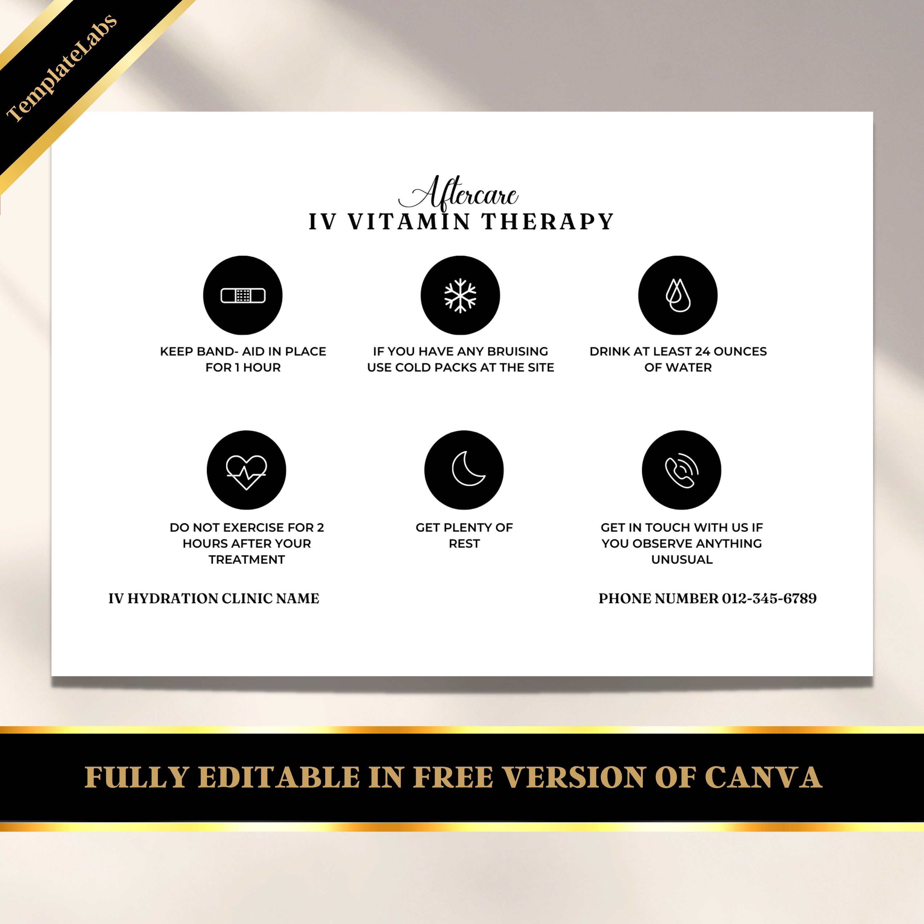 IV Hydration Printable, IV Therapy Template, Aftercare Card, Printable ...