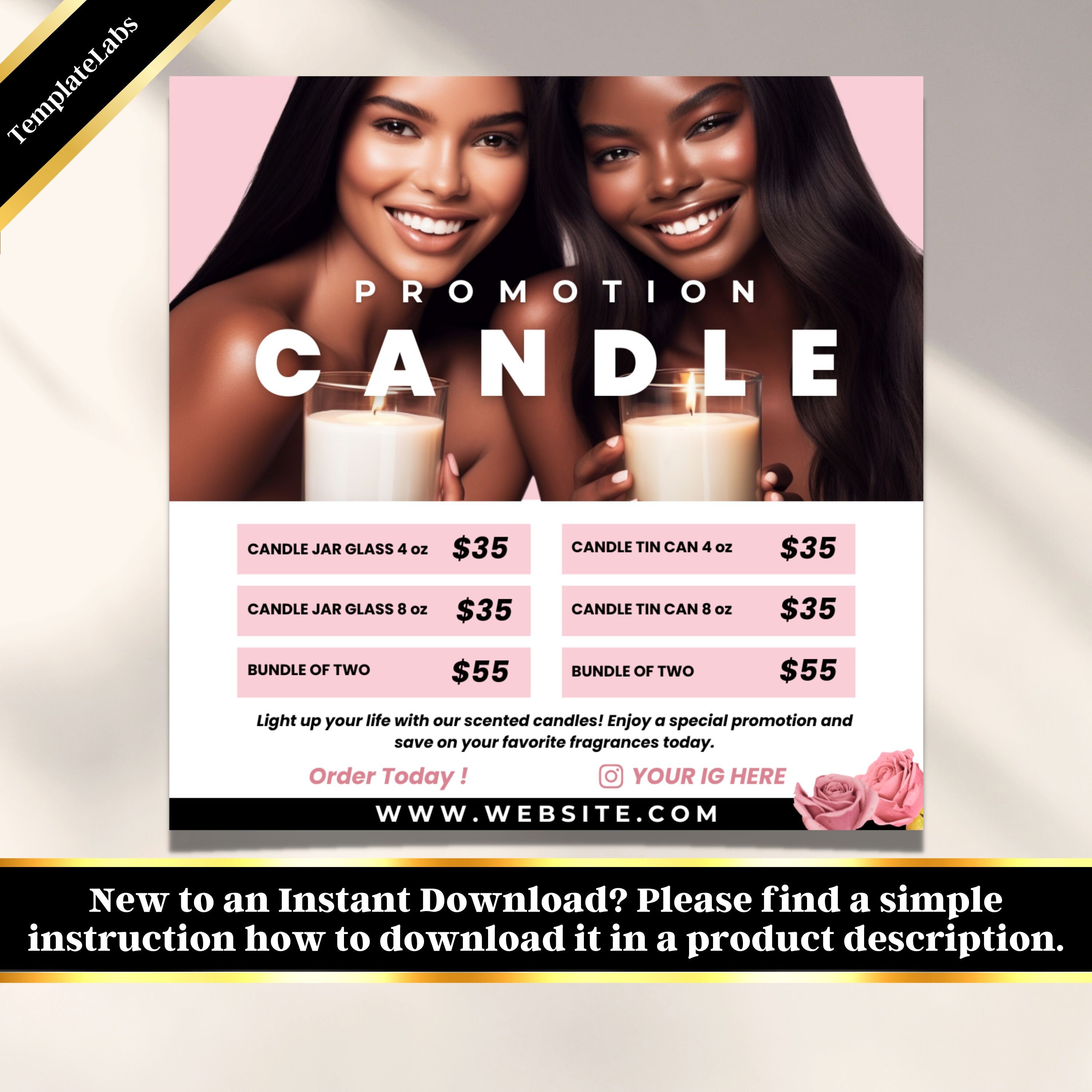 Candle Flyer Canva, Candle Instagram Post, Candle Business Instagram ...