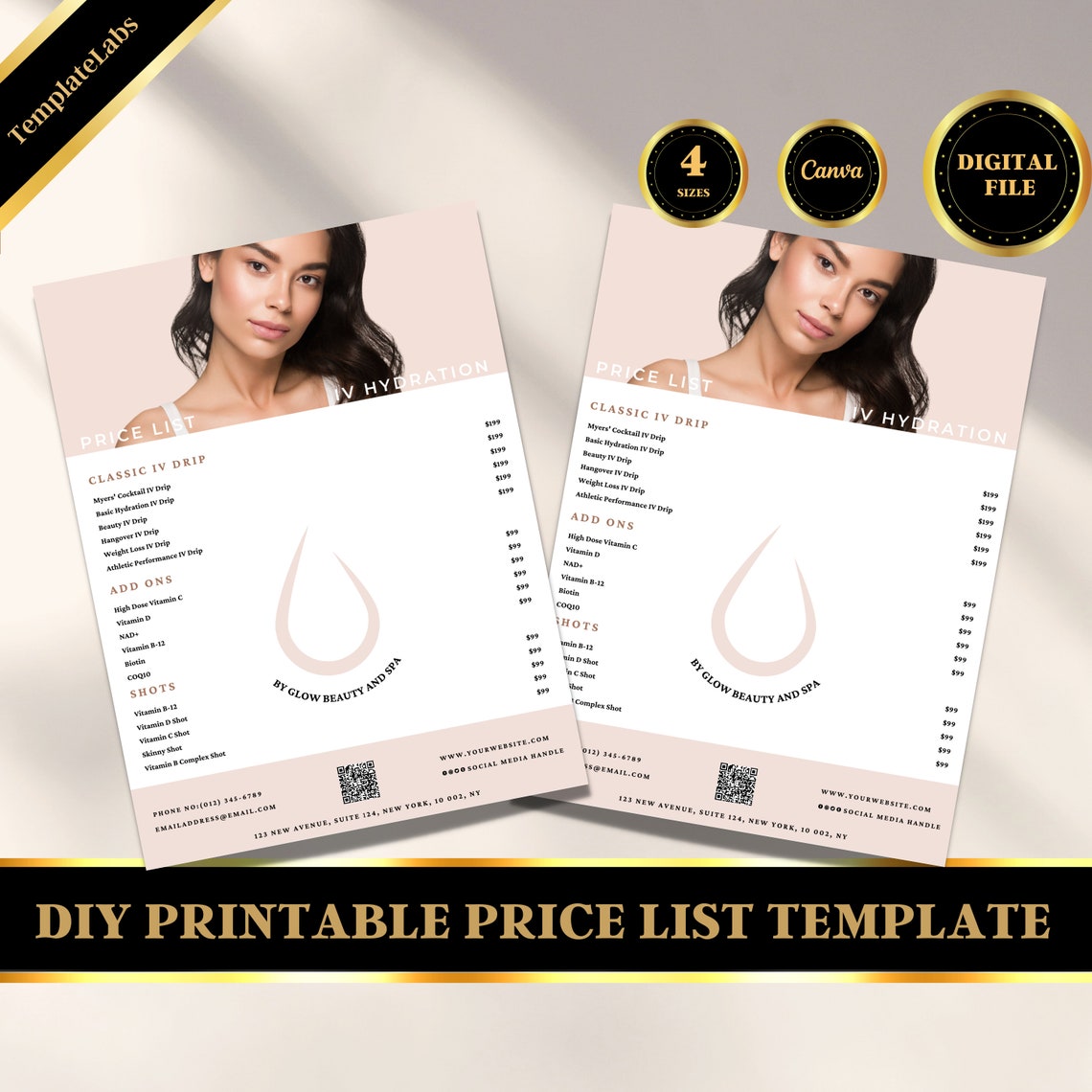 IV Hydration Template IV Therapy Flyer Price List Template - Etsy