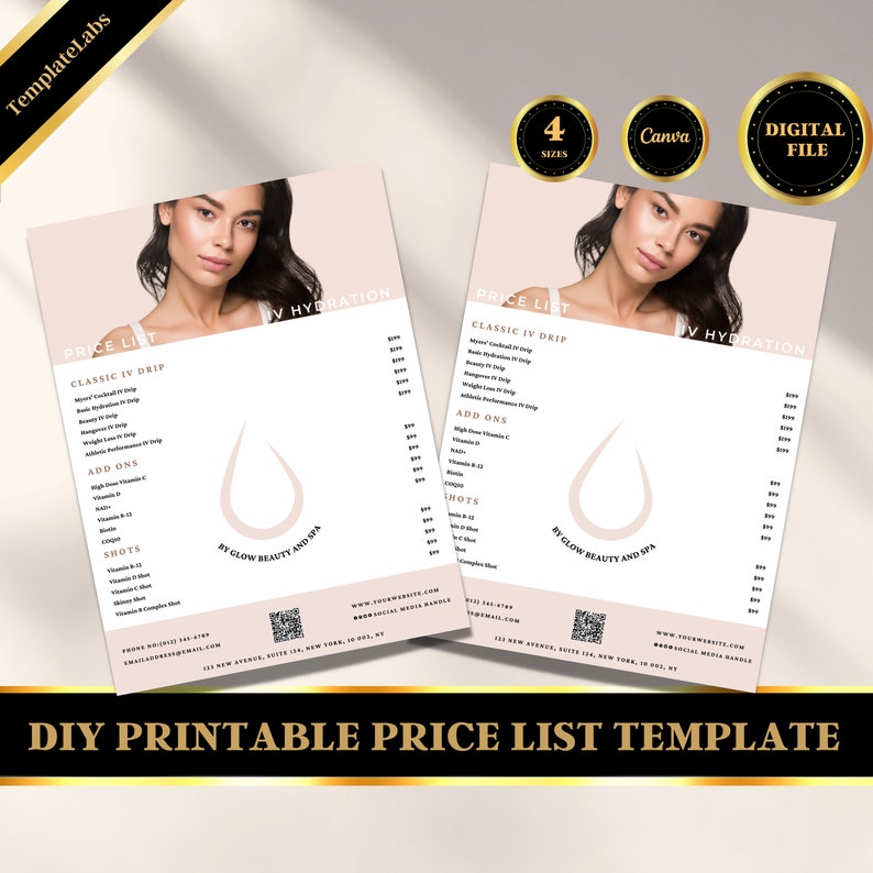 IV Hydration Template IV Therapy Flyer Price List Template - Etsy