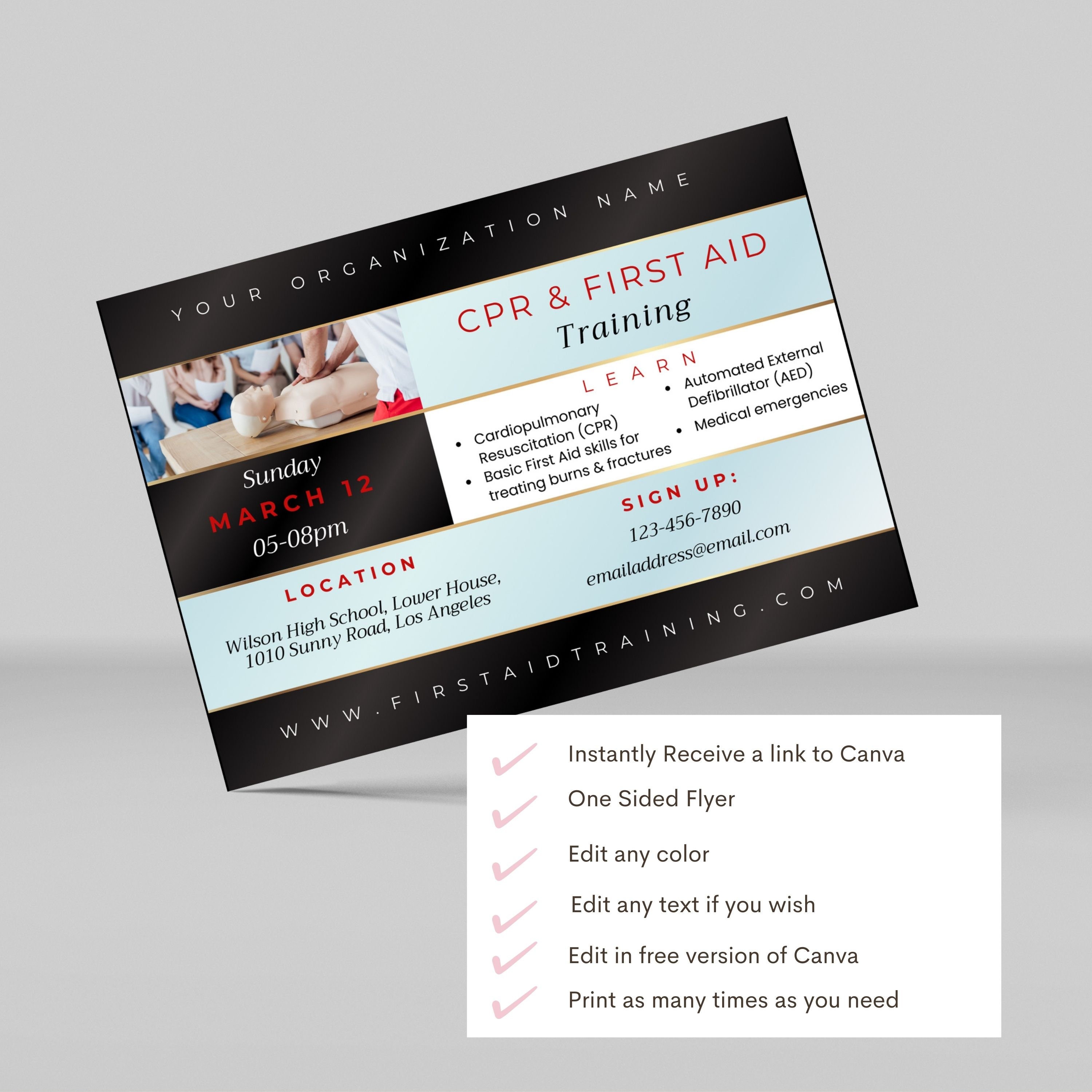 CPR Training Flyer, CPR Flyer, Cpr Template, Cpr First Aid and ...