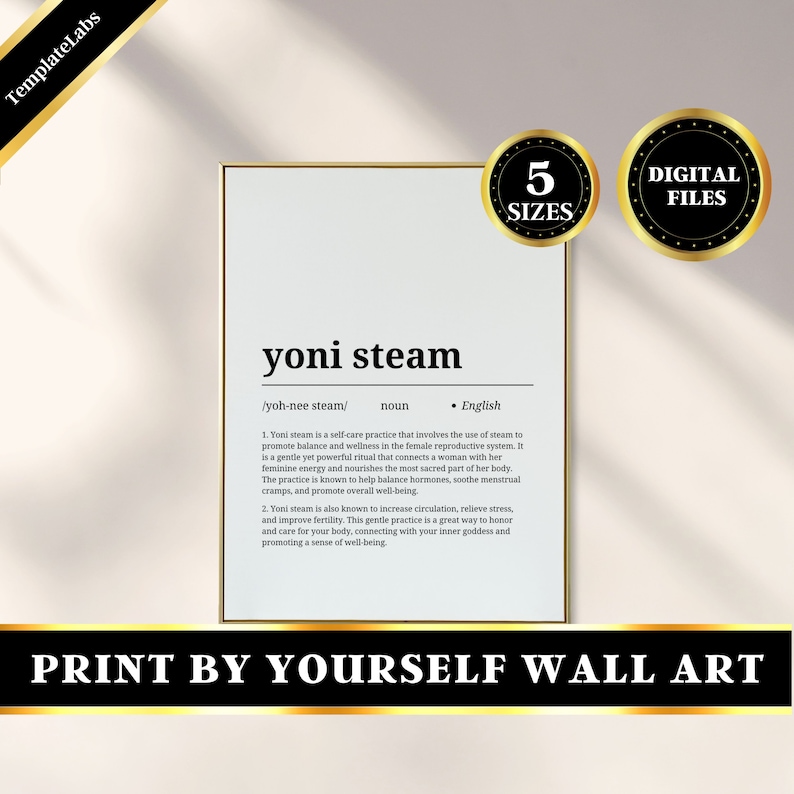V Steam Definition Poster, Yonisteam, Vajacial, Yoni Steam, Beauty Salon Wall Decor, Printable ...