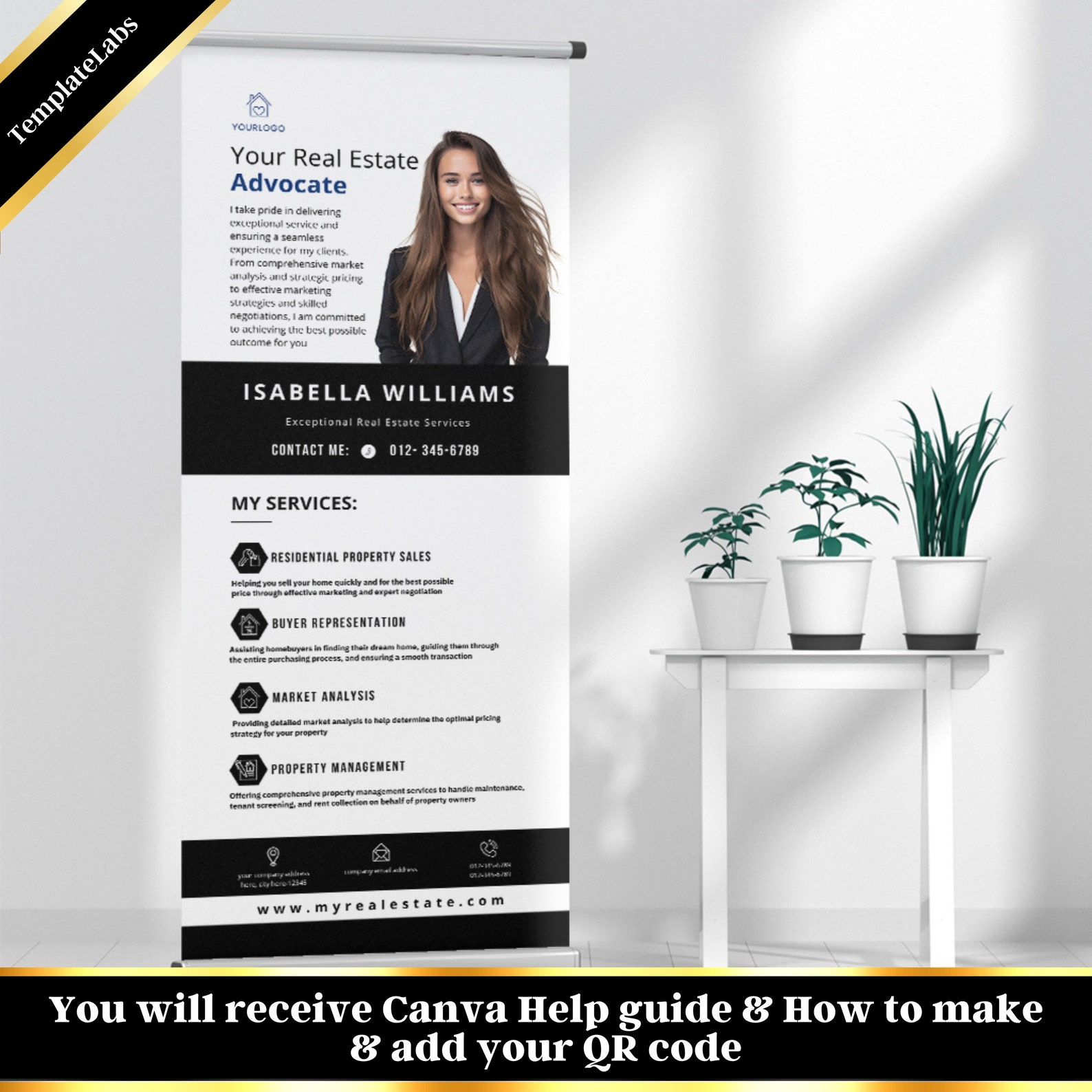 Retractable Banner Real Estate, Realtor Banner Template, Roll up Banner ...