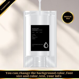 IV Bag Label, IV Vitamin Drip, DIY Label, Printable Label Template ...