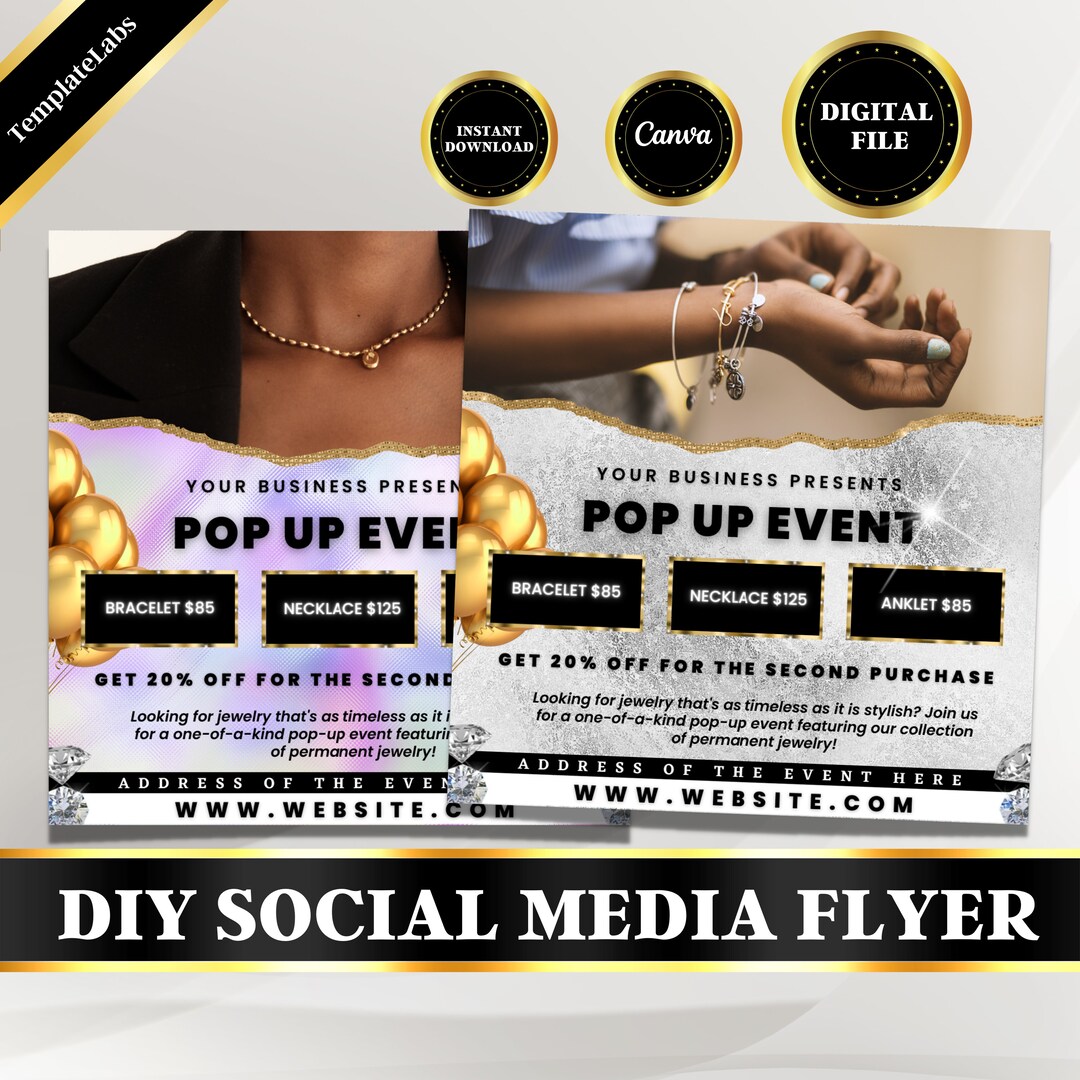 Permanent Jewelry Pop Up, Permanent Jewelry Flyer, Pop up Shop Flyer ...