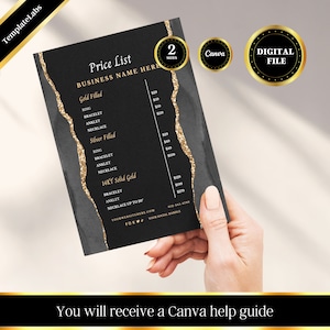 Permanent Jewelry Price List, Printable Price List, Price Guide Canva ...