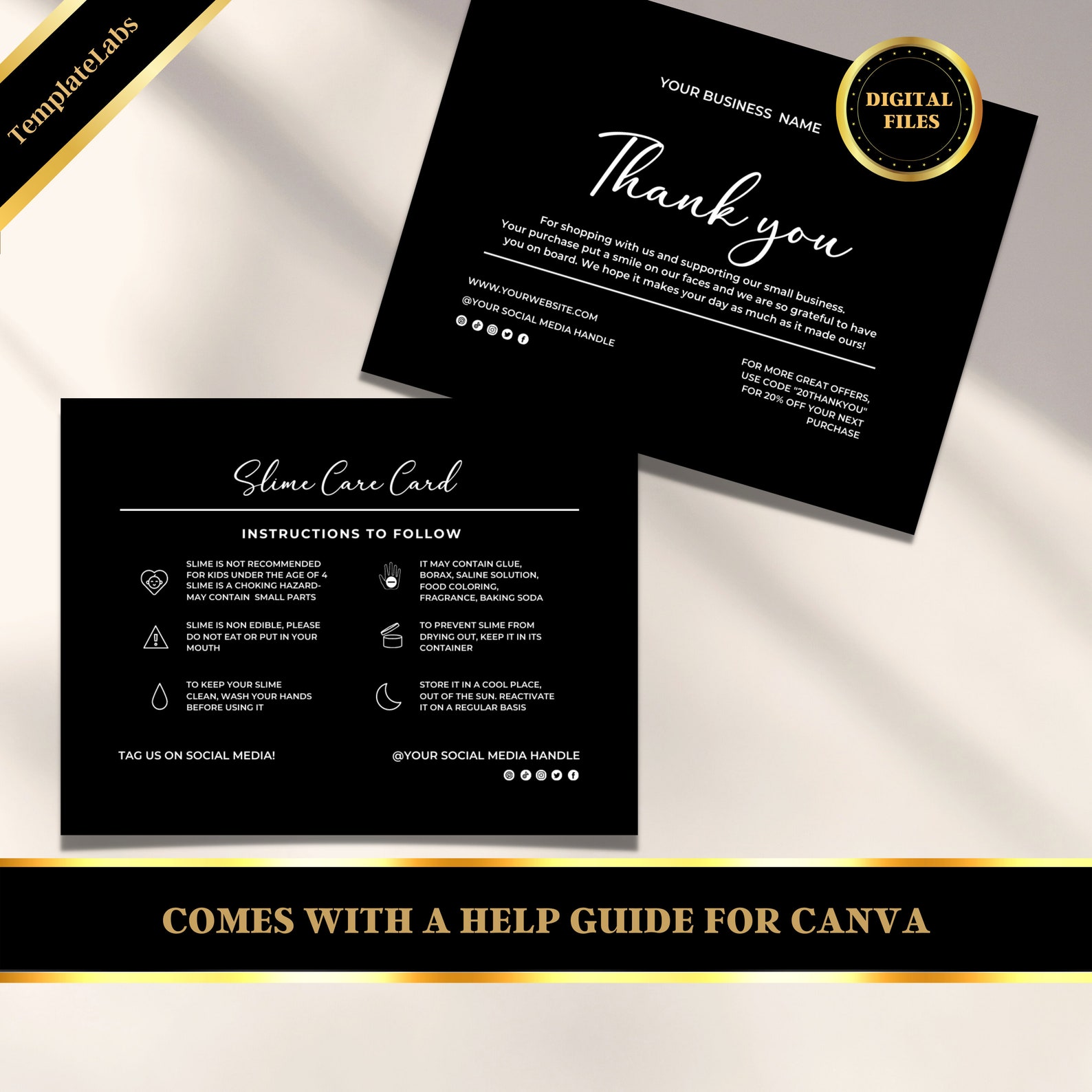 Slime Care Card Slime Instruction Slime Thank You Card - Etsy