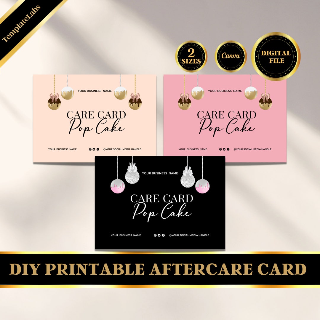 Cake Pop Care Instruction Cake Pop Card Customer Care Card - Etsy