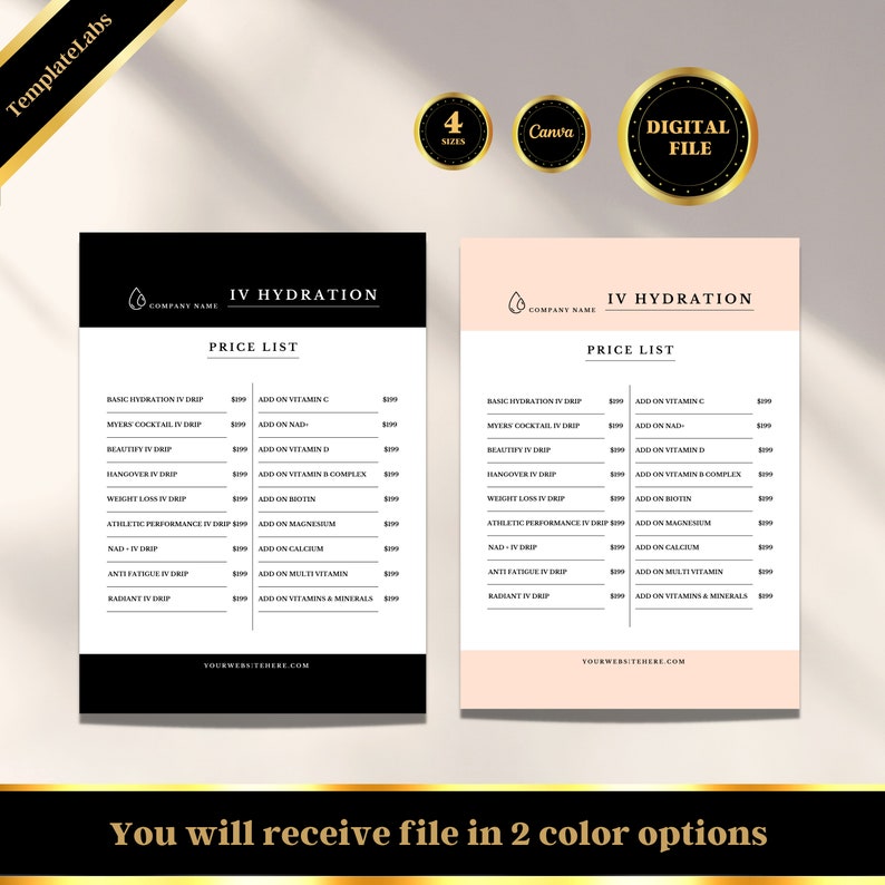 IV Hydration Template IV Canva Template Iv Therapy Menu Iv - Etsy