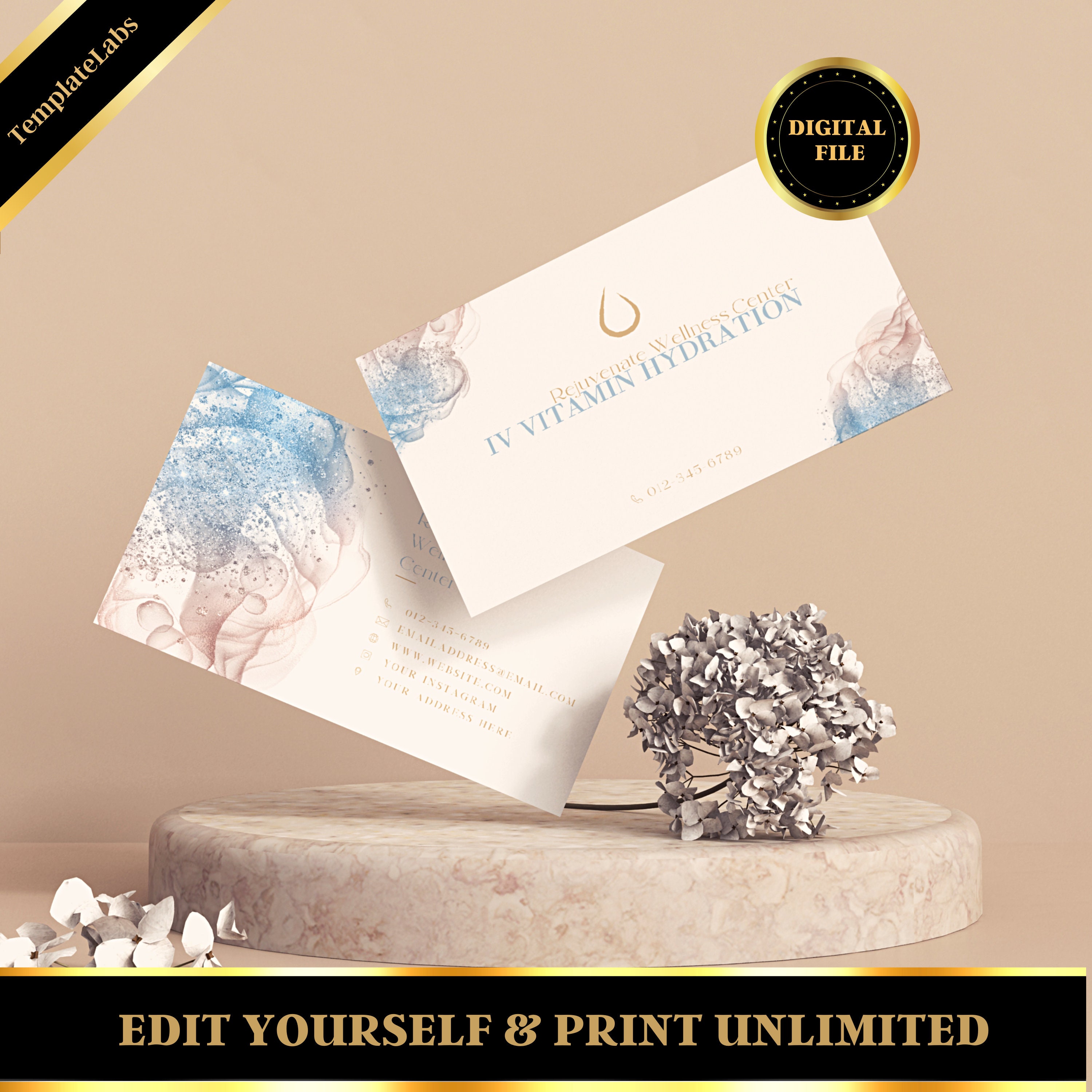 IV Drip Business Card, Printable Business Card Template, DIY Template ...