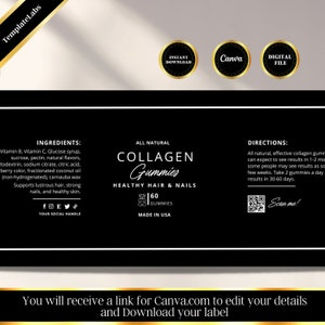Collagen Gummies Label Template, Vitamin Label, Supplement Label ...