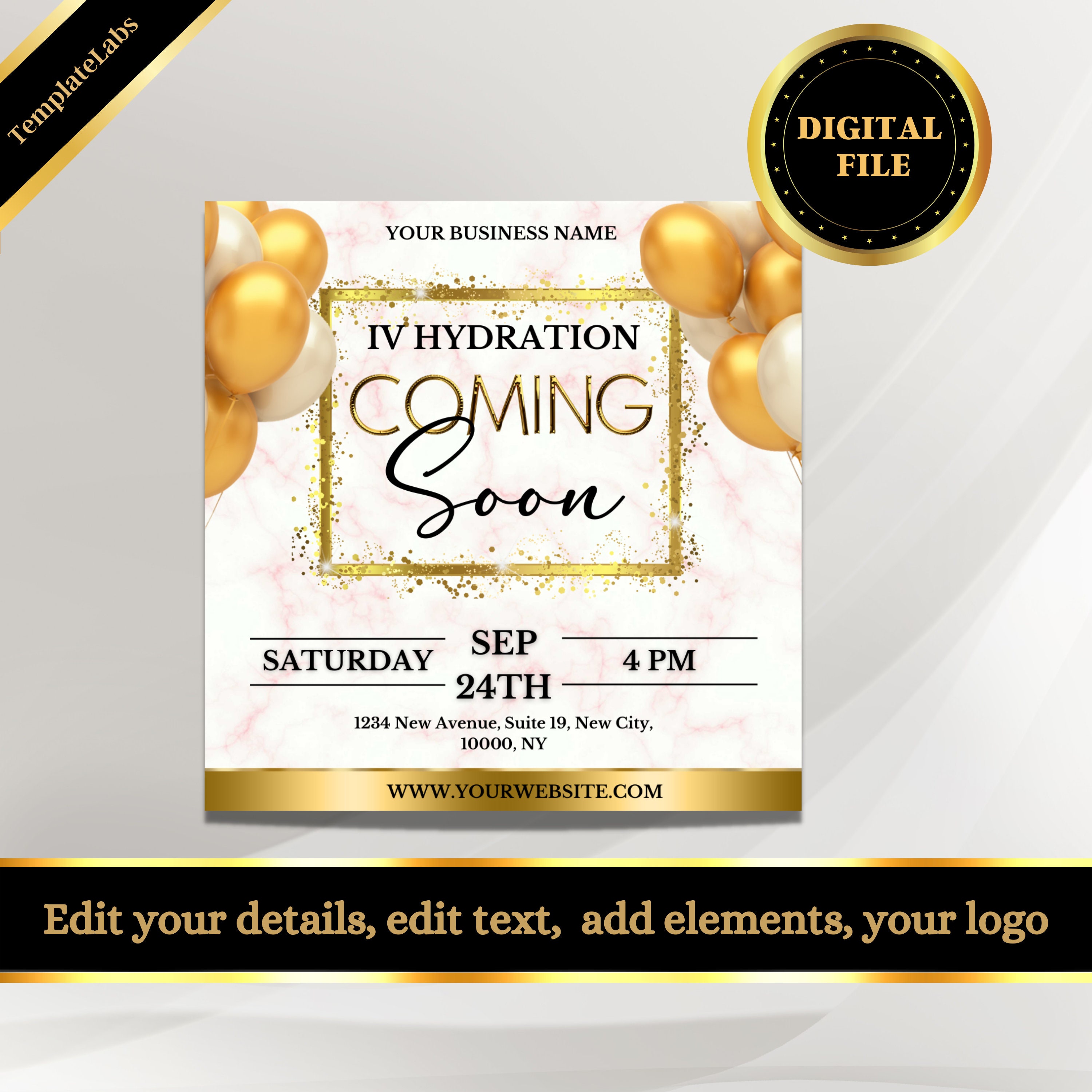 IV Hydration Social Media Template Coming Soon Flyer Opening - Etsy