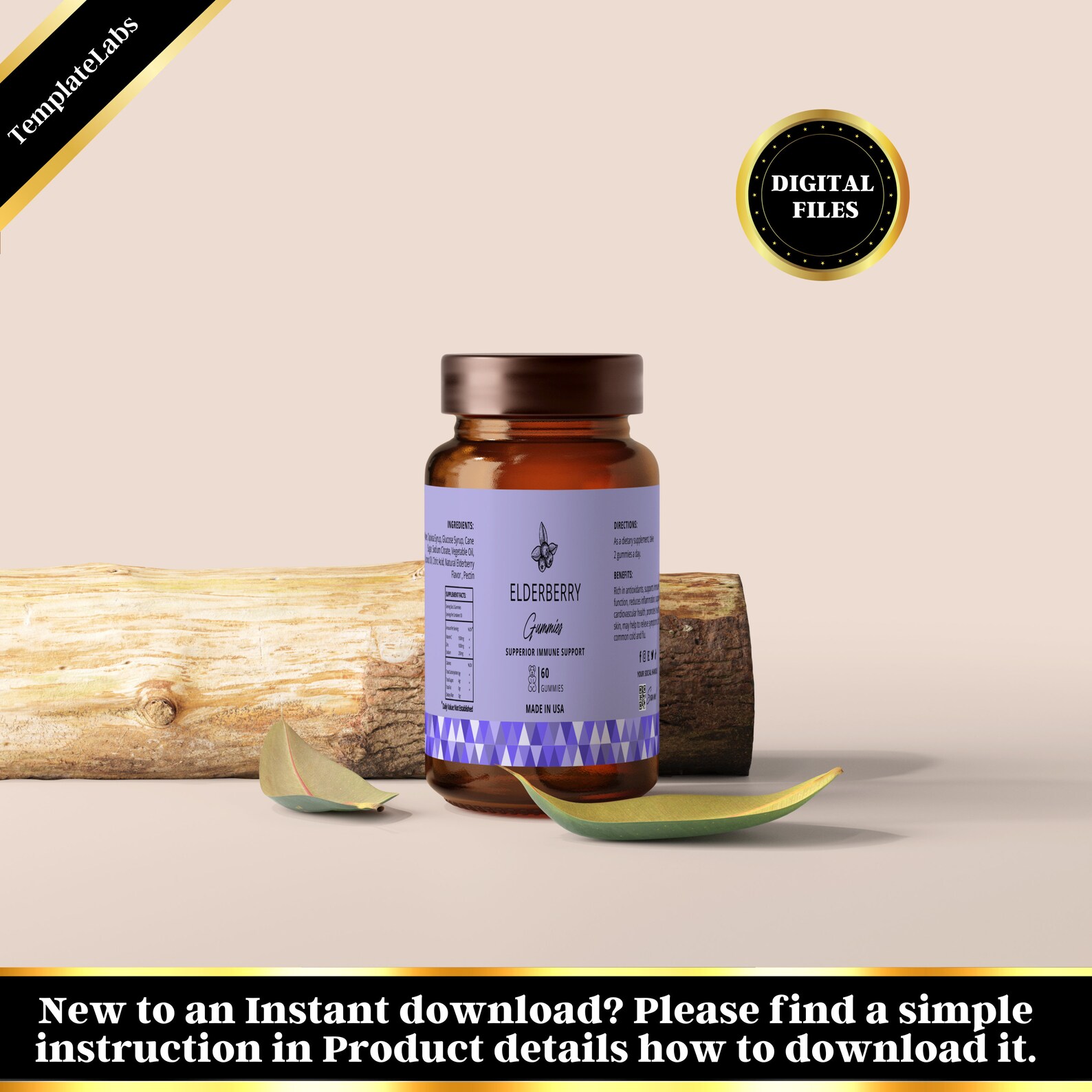 Elderberry Gummies Label Template Vitamin Label Supplement - Etsy