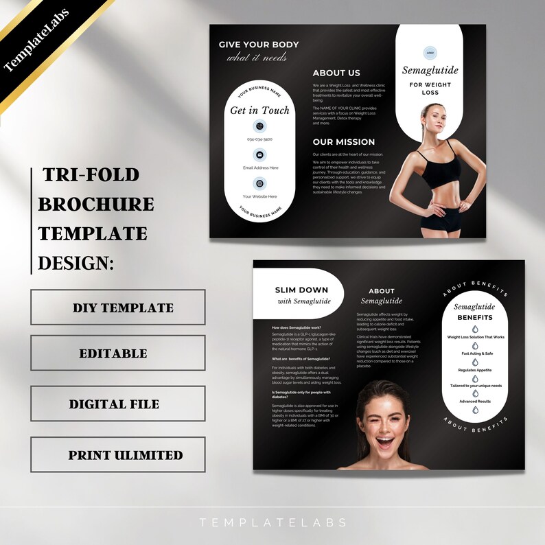 Weight Loss Brochure, Weight Loss Clinic Flyer, Trifold Brochure ...