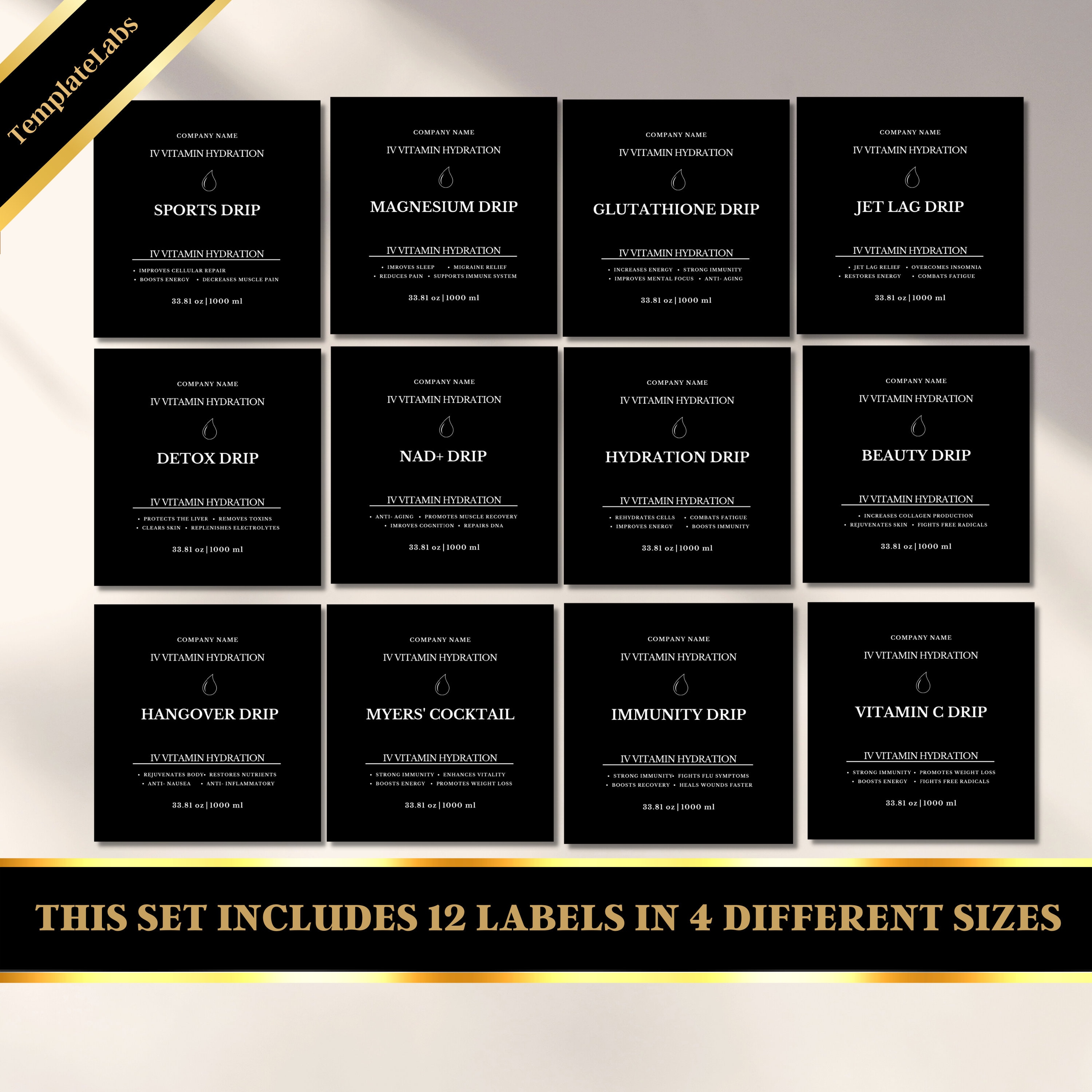 IV Bag Label, IV Hydration Printable, Printable Label, DIY Label ...