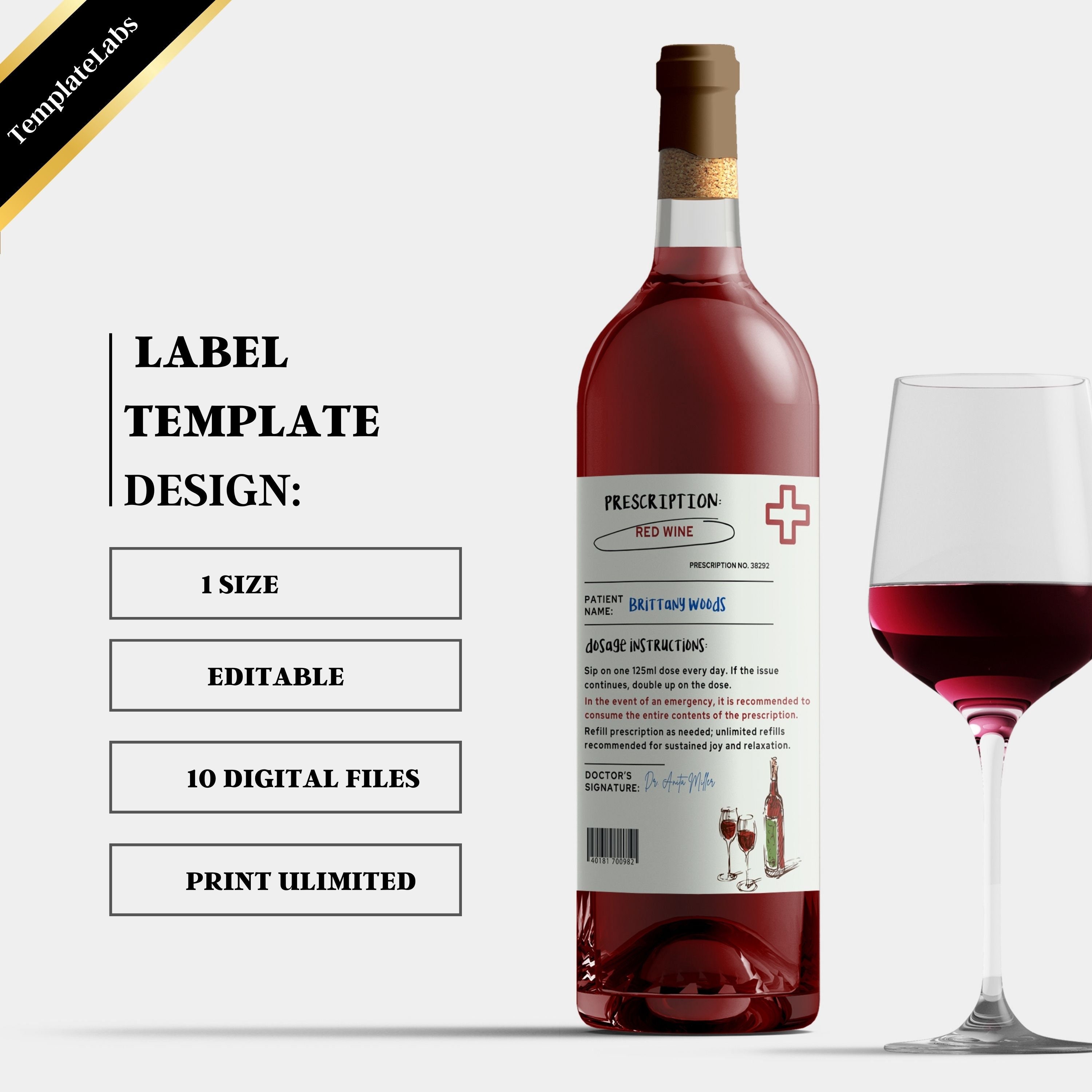 Prescription Label Wine, Prescription Label Template, Funny Christmas ...