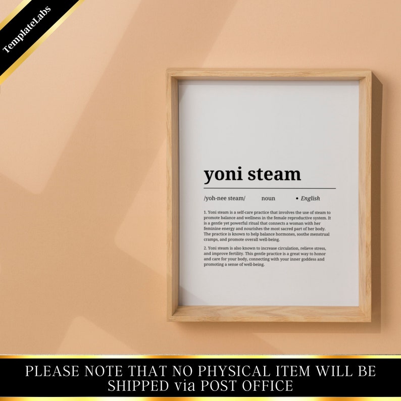 V Steam Definition Poster, Yonisteam, Vajacial, Yoni Steam, Beauty Salon Wall Decor, Printable ...
