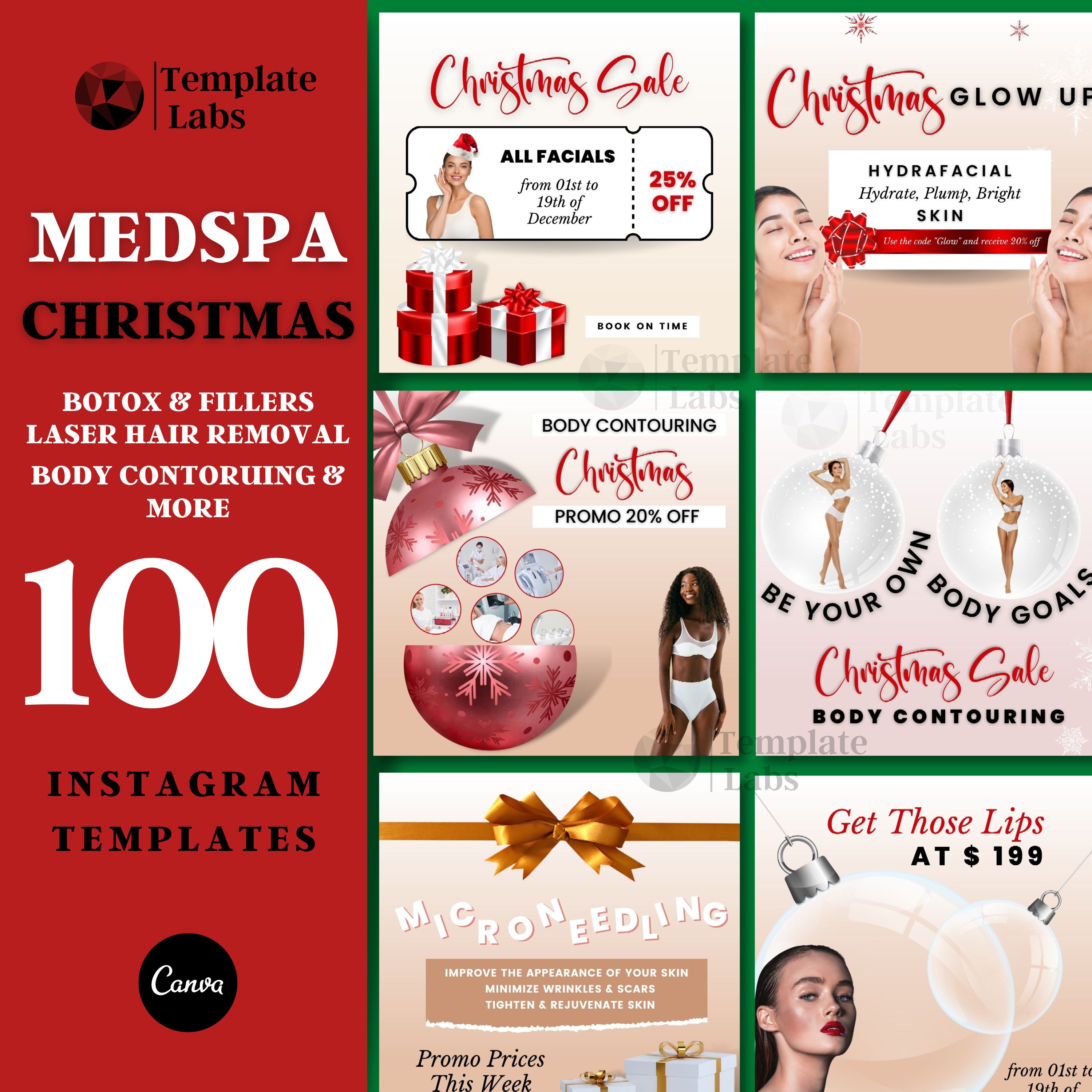 Medspa Christmas, Botox Christmas, Christmas Instagram Template, Body ...