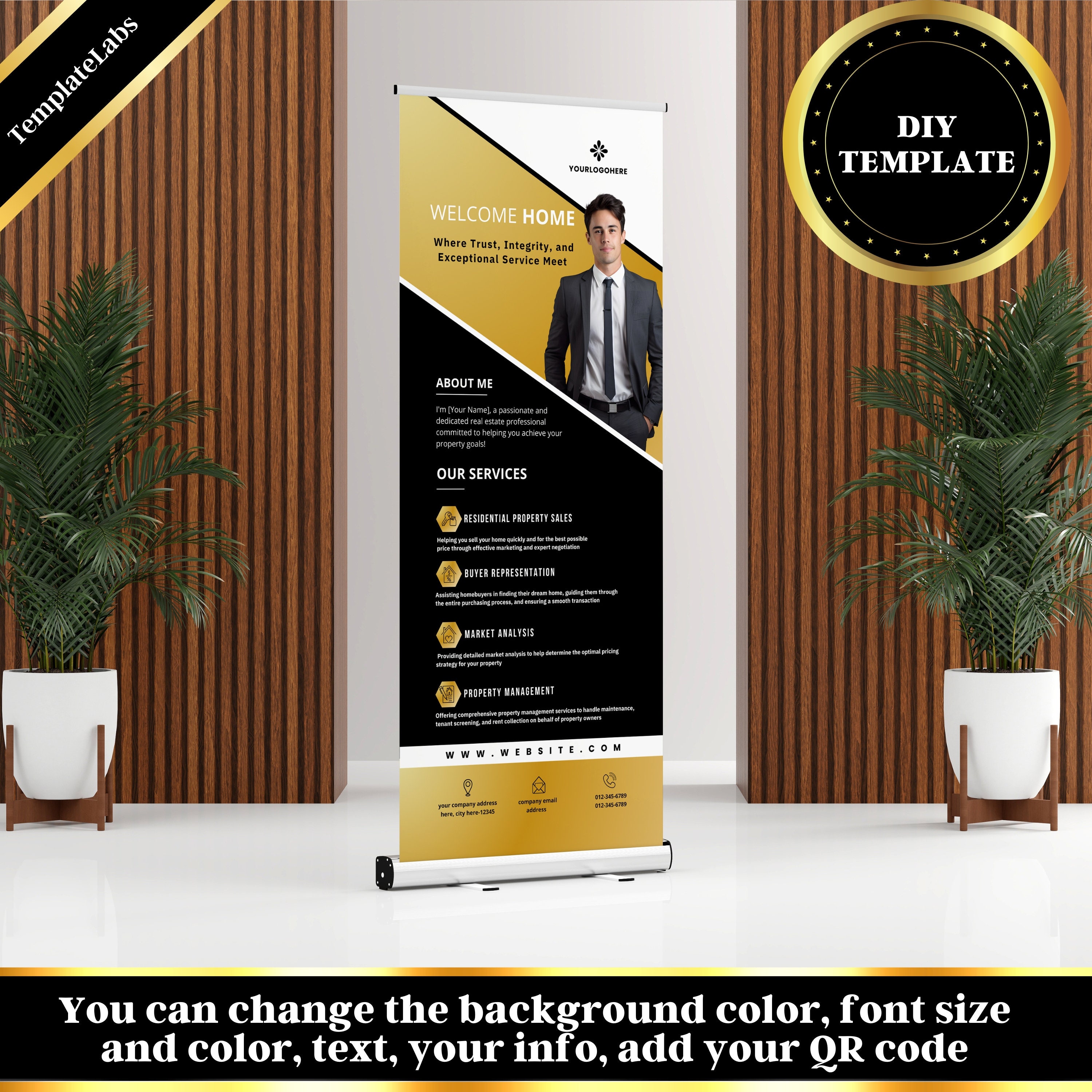 Retractable Banner Real Estate, Realtor Banner Template, Roll up Banner ...