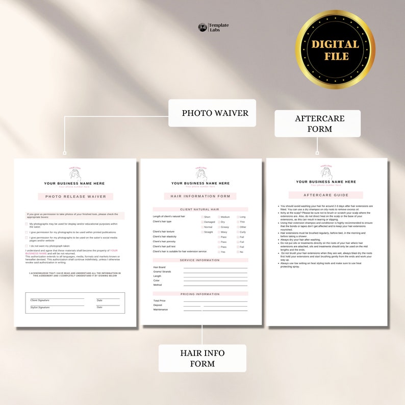 Hair Extension Consultation Forms, Hair Extension Release Form, DIY ...