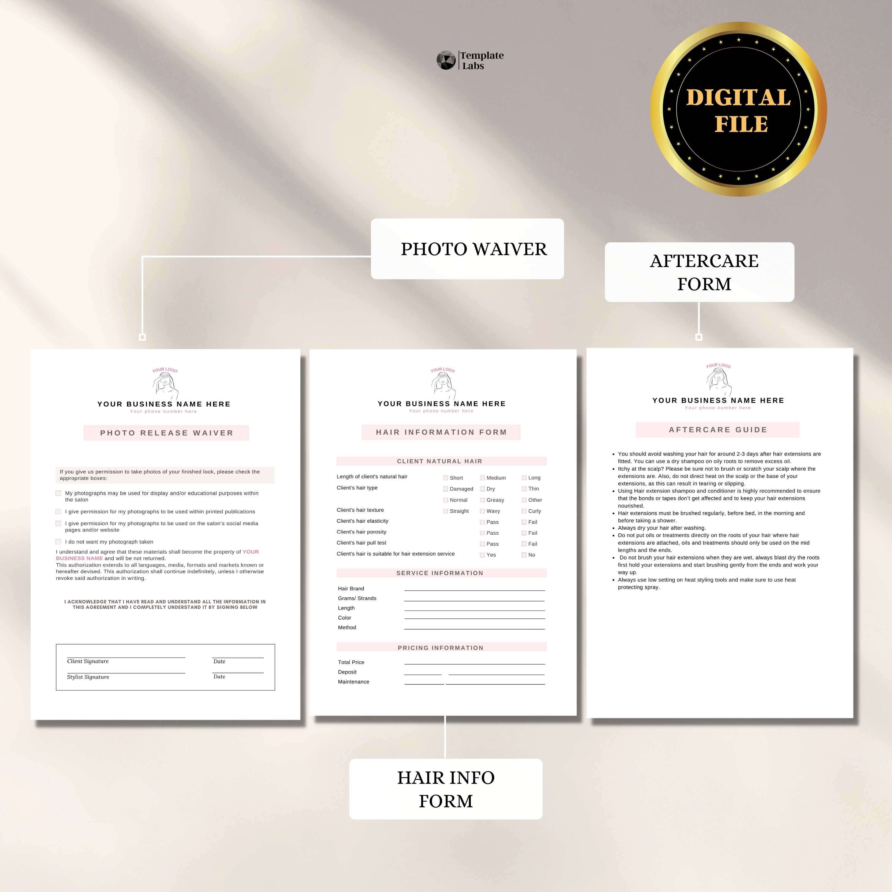 Hair Extension Consultation Forms, Hair Extension Release Form, DIY ...