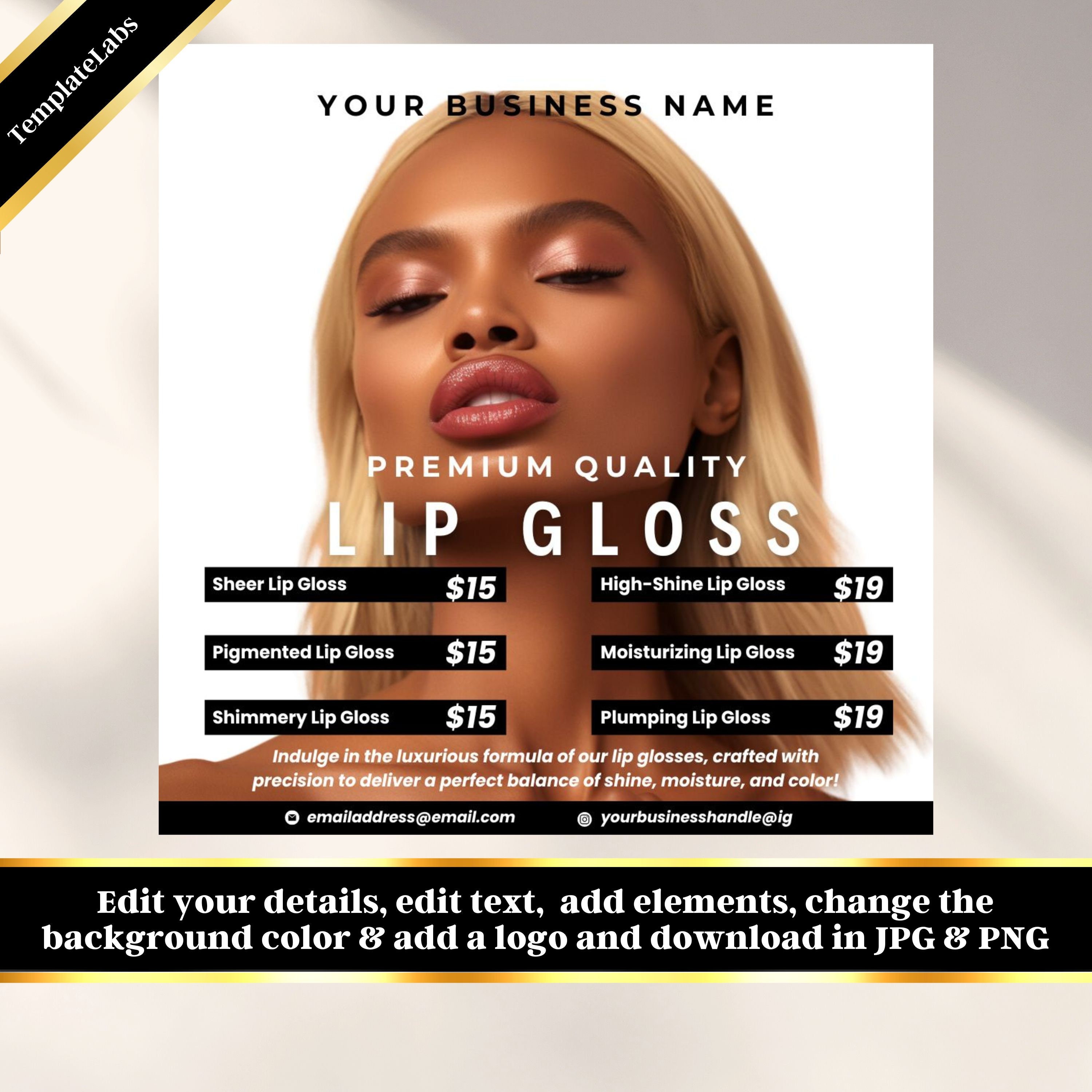 Lip Gloss Flyer, Lip Gloss Template, Lip Gloss Business, E Flyer ...