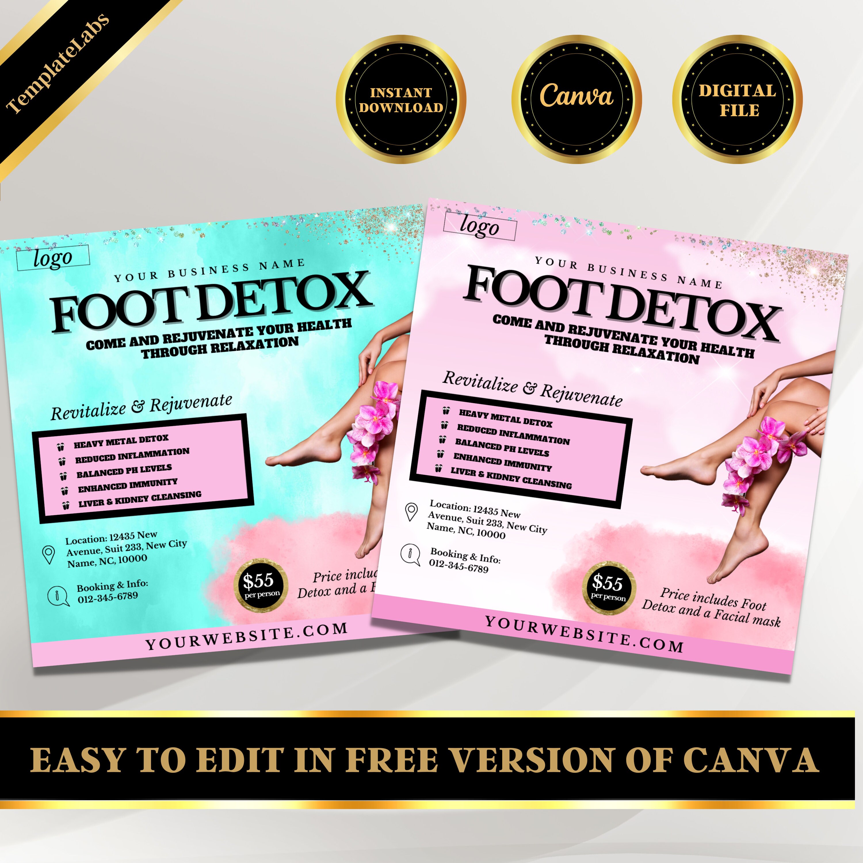 Ionic Foot Detox, Foot Detox Flyer, Ionic Foot Bath, Social Media Flyer ...