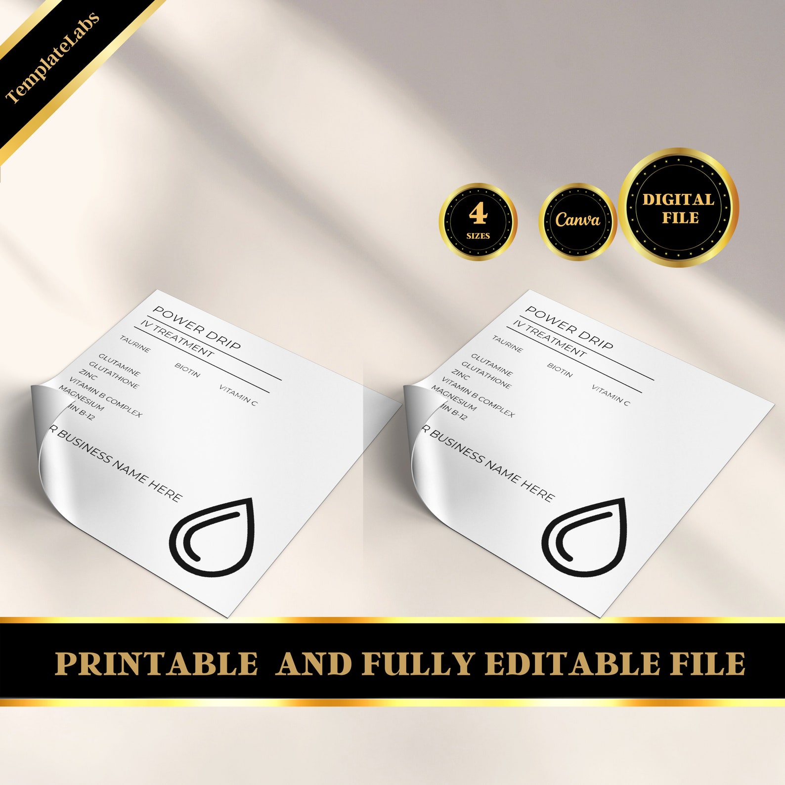 IV Bag Label, IV Vitamin Drip, DIY Label, Printable Label Template ...