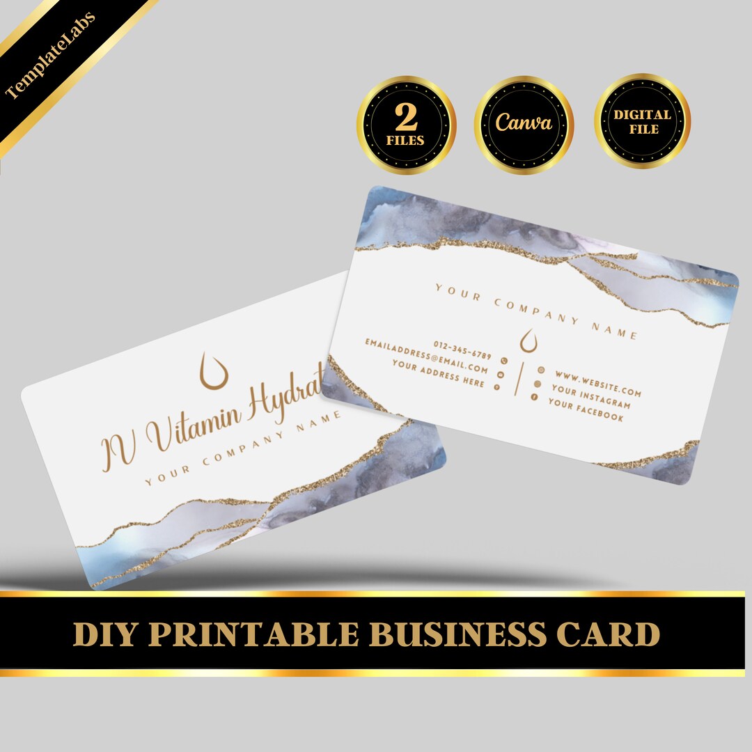 IV Drip Business Card, IV Hydration, DIY Business Card, Marble Business ...